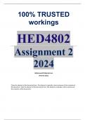 Exam (elaborations) HED4802 Assignment 2 (COMPLETE ANSWERS) 2024 • Course • Curriculum Studies ...