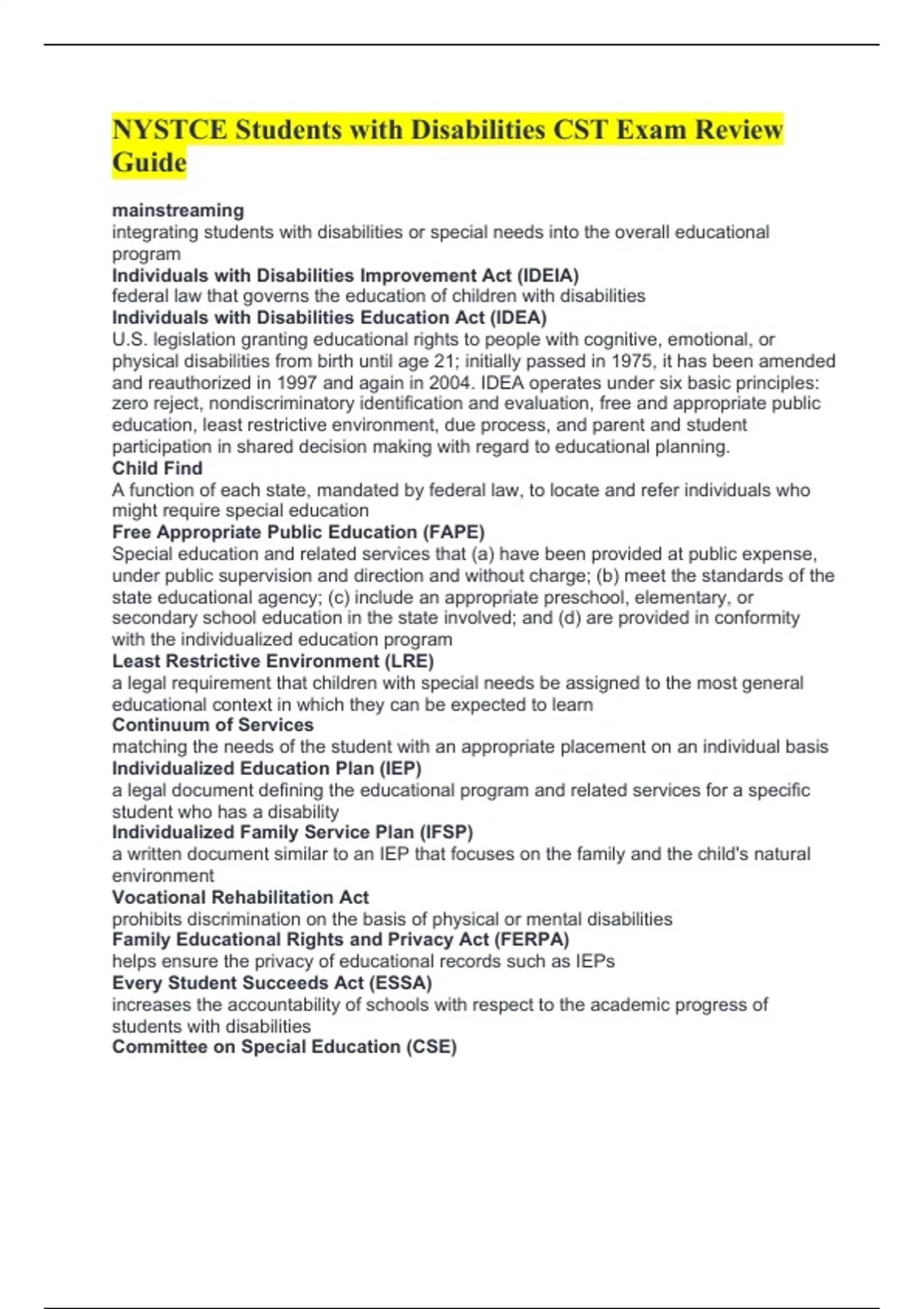 NYSTCE Students with Disabilities CST Exam Review Guide - NYSTCE ...