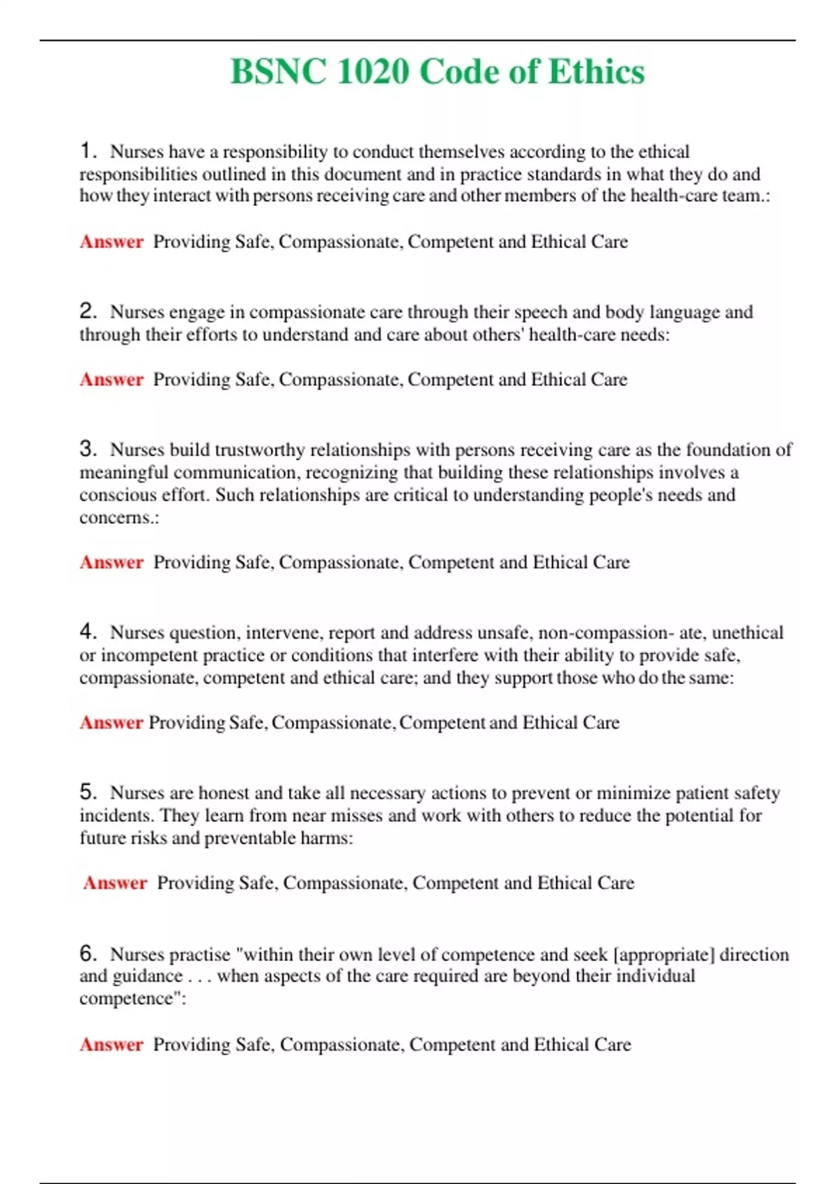 2024 Bundle BSNC 1020 ( FINAL Exam 1 - 6, Module 1 - 5, Midterm 1,2 ...