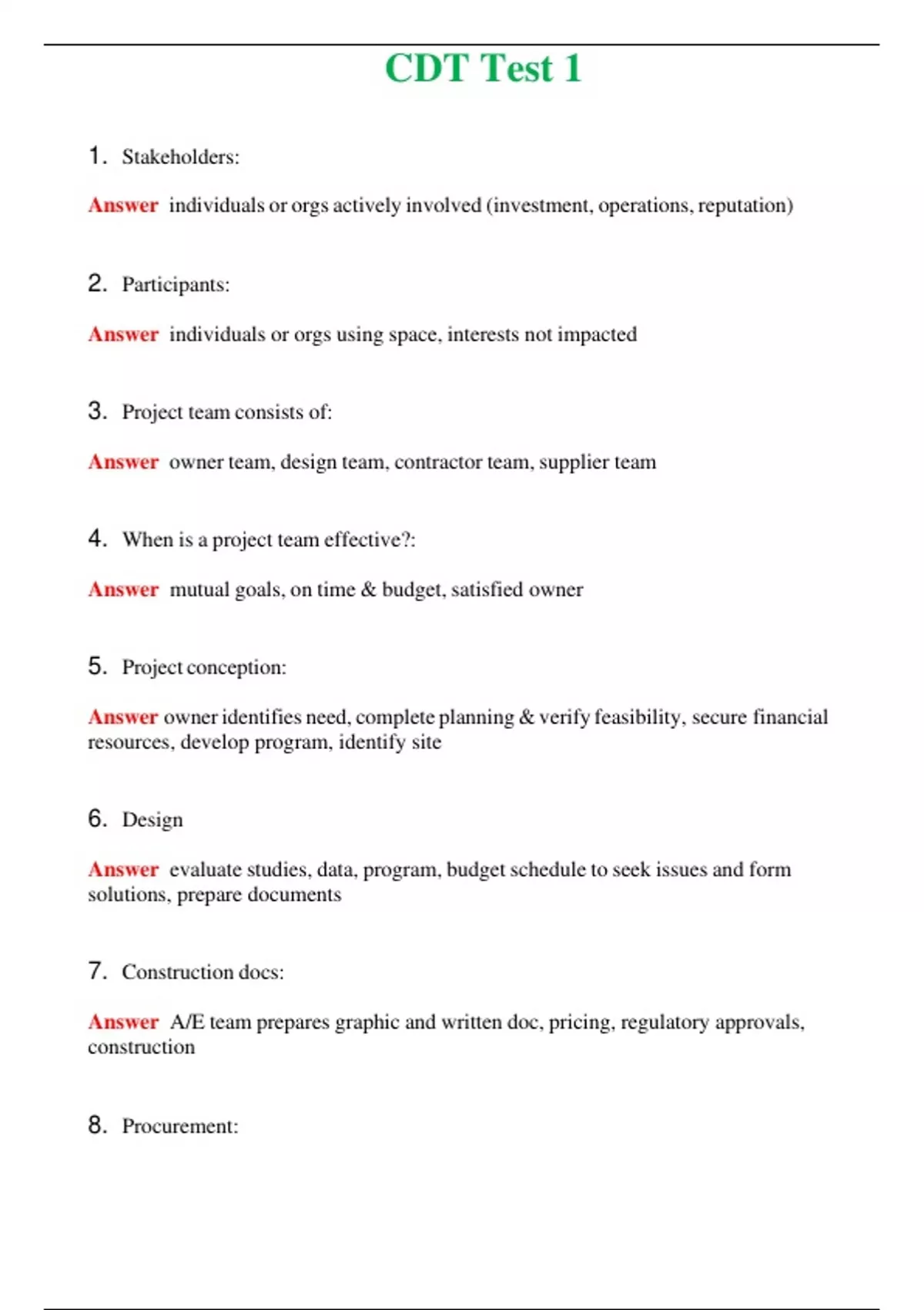 CDT BUNDLE Test 1 - 7, Test - Dentures, Orthodontics , General ...