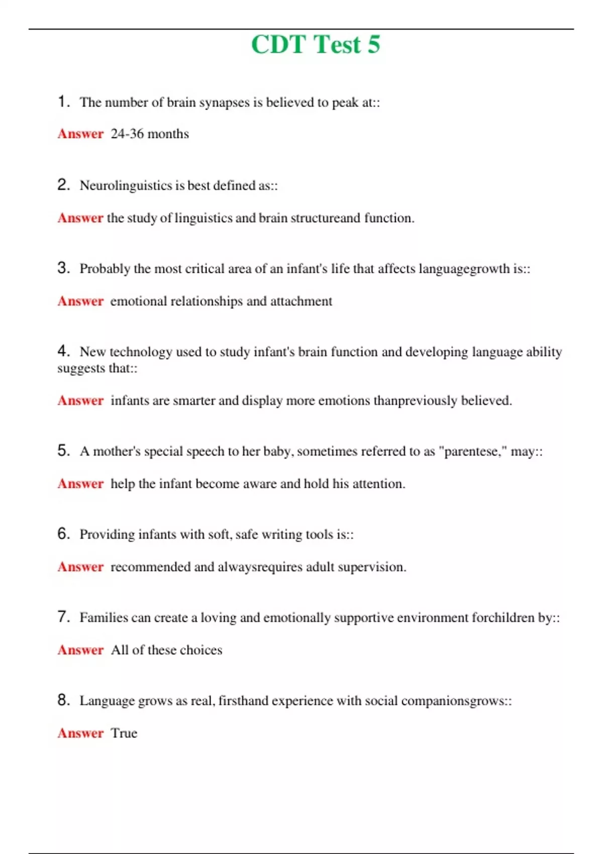 CDT Test 5 (Latest 2024) Questions With Complete Grade A+ Answers - CDT ...