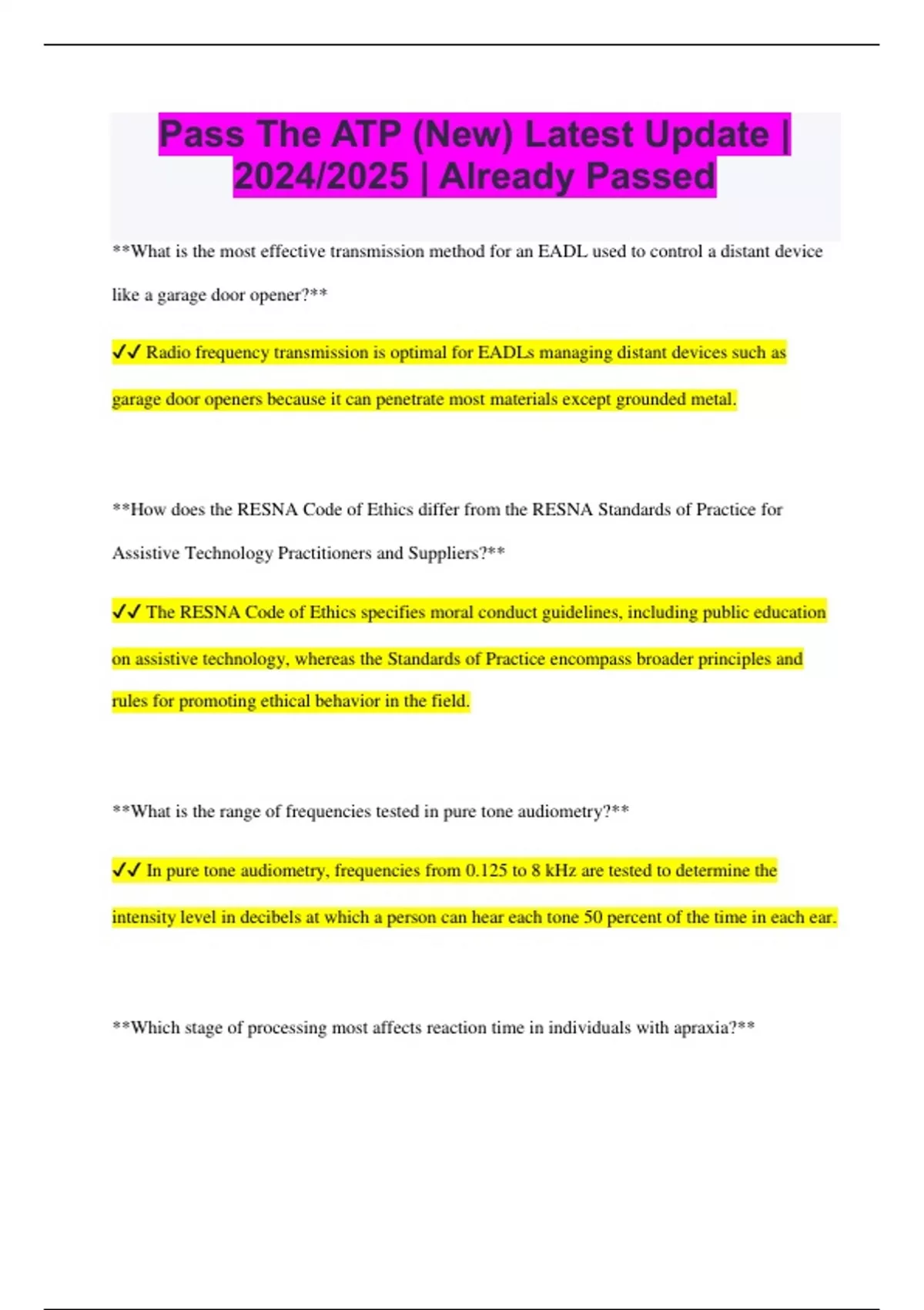 Pass The ATP (New) Latest Update | 2024/2025 | Already Passed - Pass ...