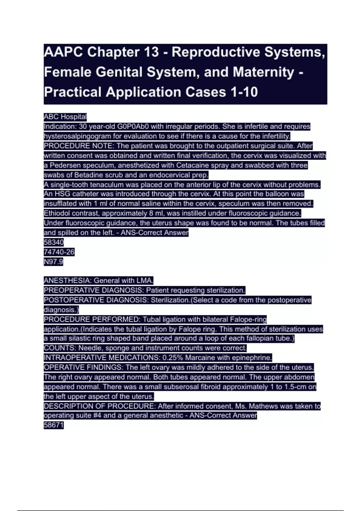 AAPC Chapter 13 - Reproductive Systems, Female Genital System, and ...