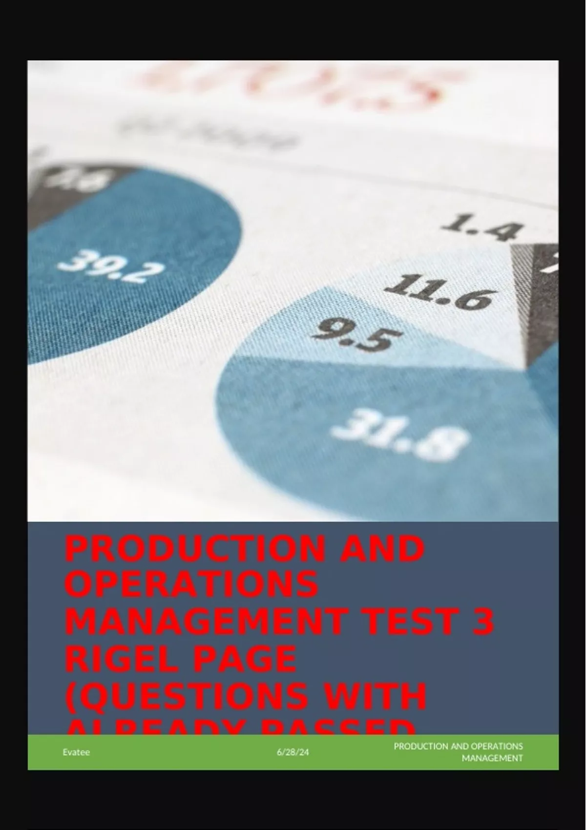 PRODUCTION AND OPERATIONS MANAGEMENT TEST 3 RIGEL PAGE (QUESTIONS WITH ...