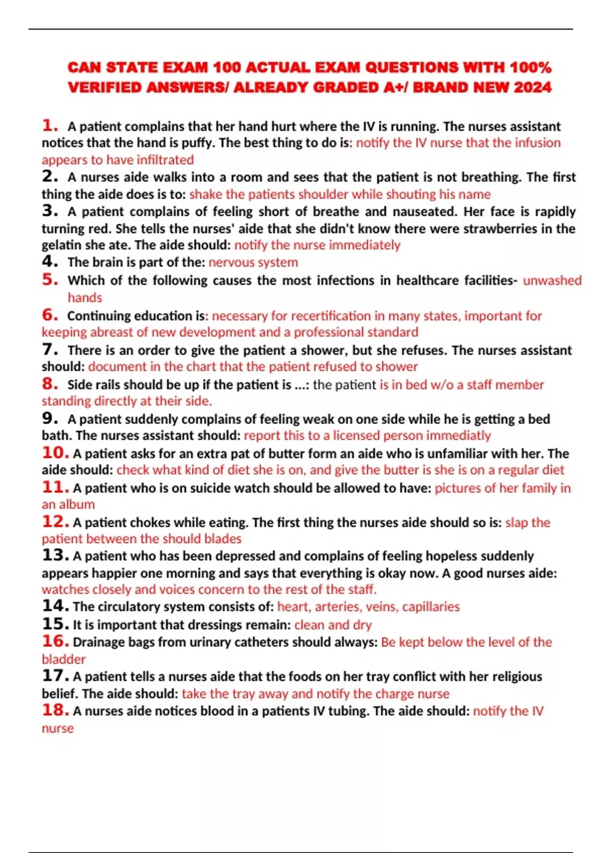 CAN STATE EXAM 100 ACTUAL EXAM QUESTIONS WITH 100% VERIFIED ANSWERS ...