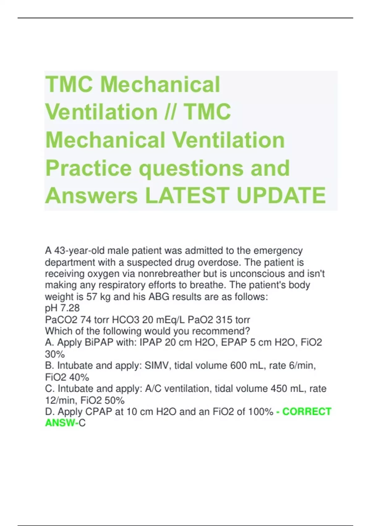 TMC Mechanical Ventilation // TMC Mechanical Ventilation Practice ...