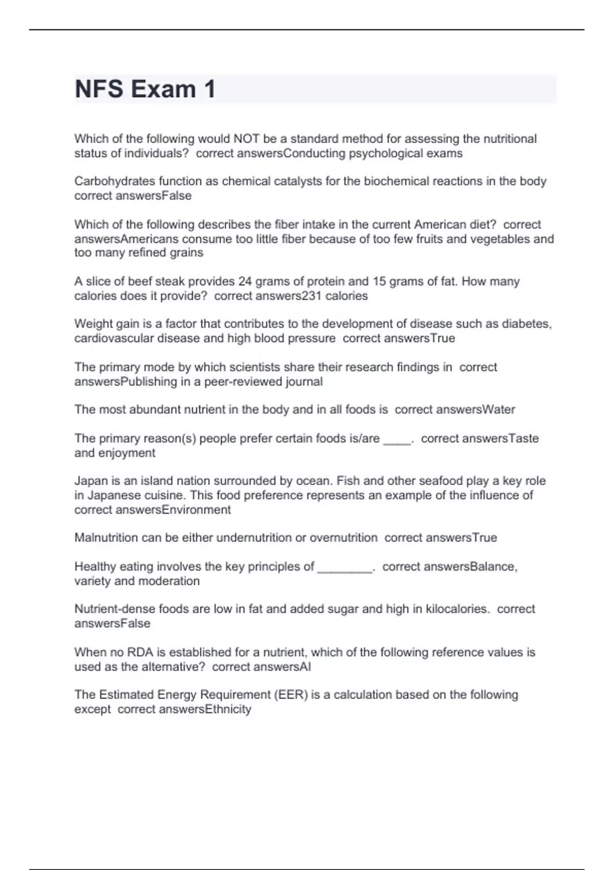 NFS Exam with 100% correct solutions 2024 - NFS E - Stuvia US