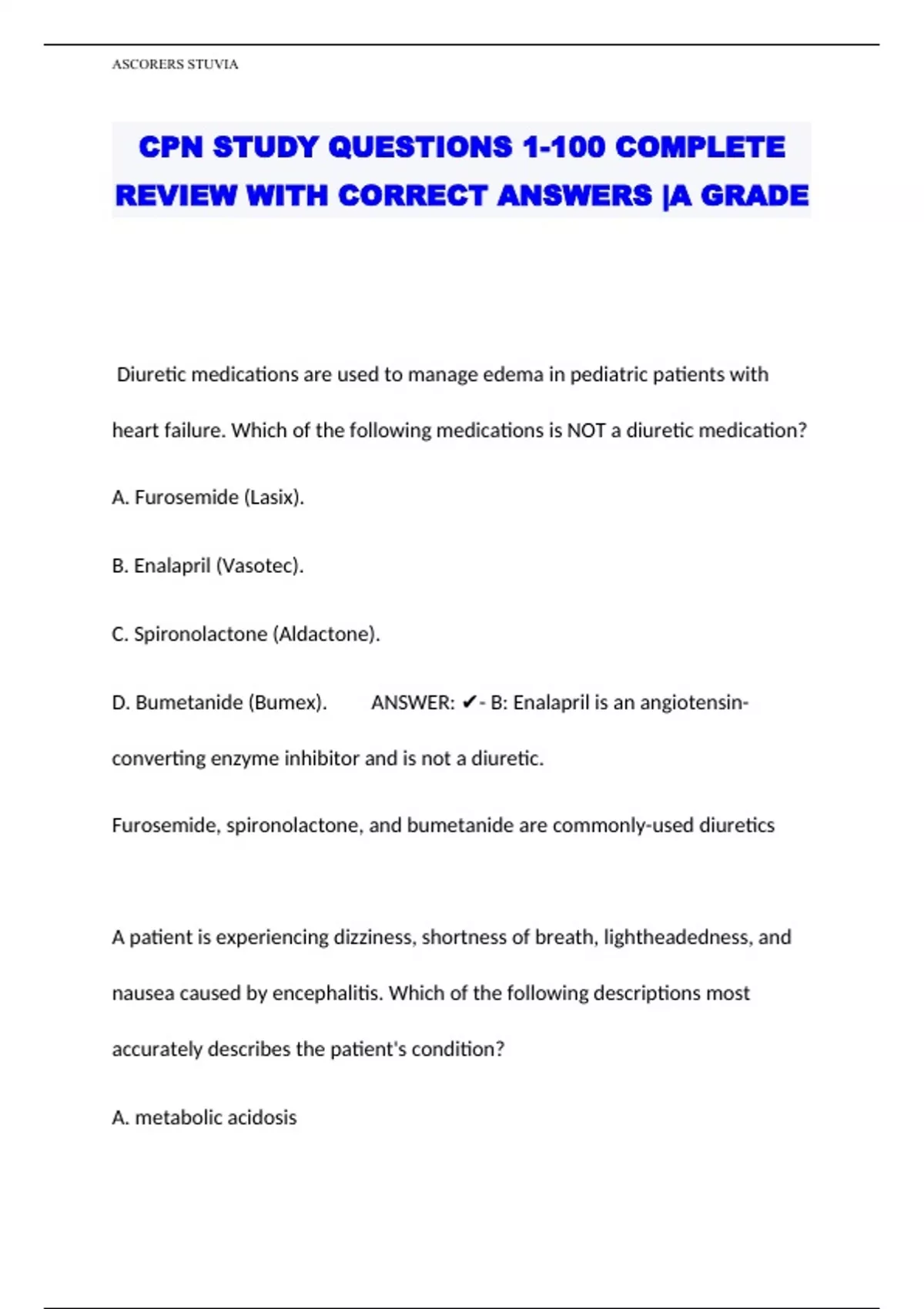 CPN EXAMS LATEST UPDATE 2024/25 BUNDLE WITH MULTIPLE CHOICE, CORRECTLY ...