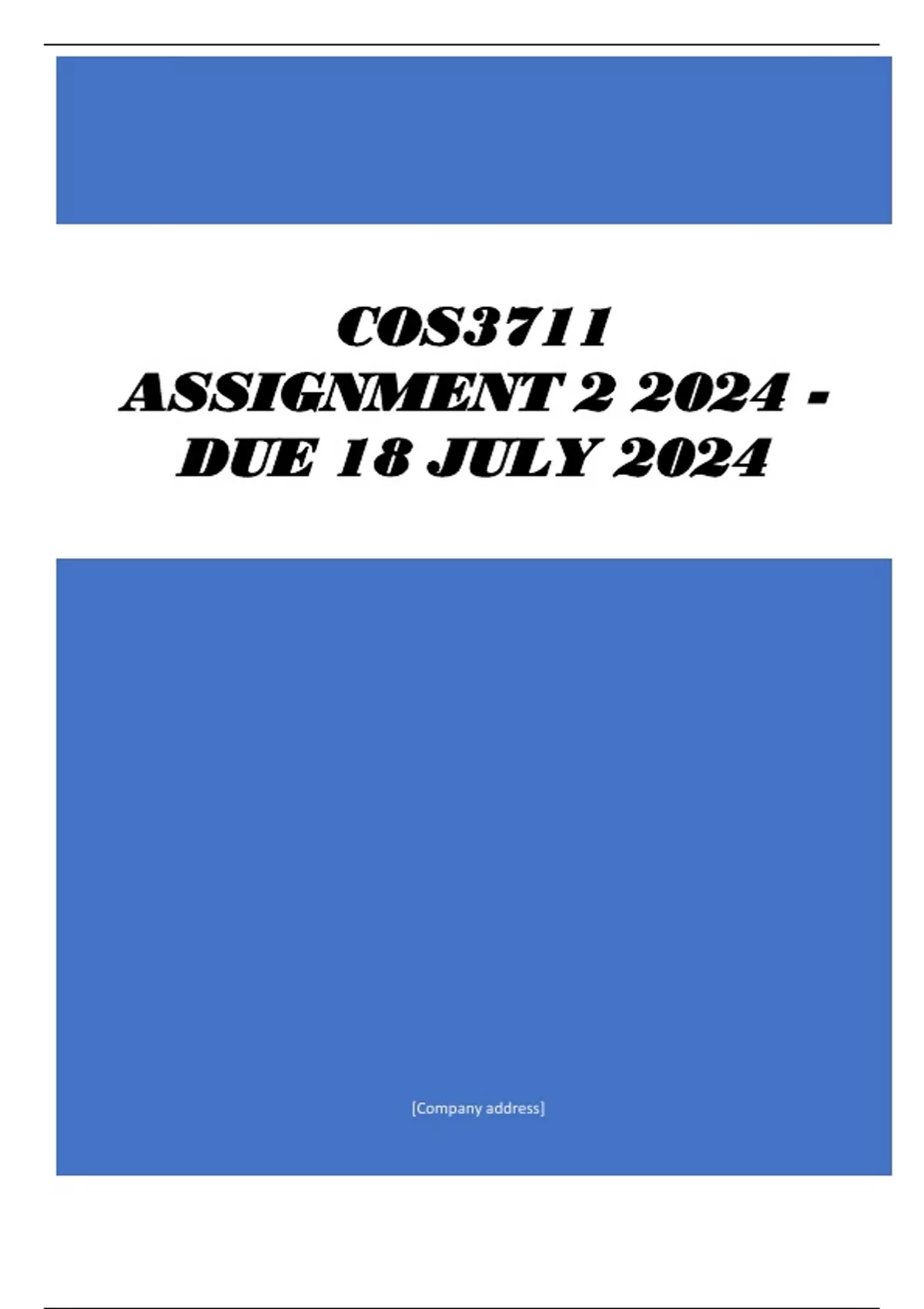 COS3711 Assignment 2 2024 - DUE 18 July 2024 - Advanced Programming (COS3711) - Stuvia SA