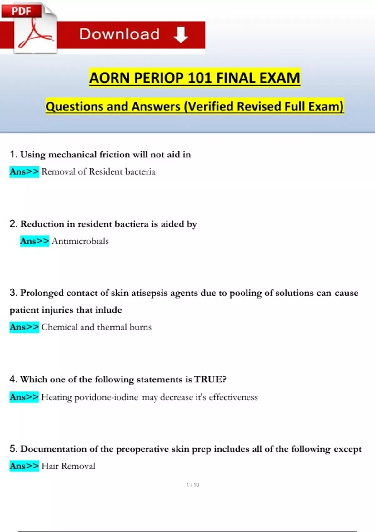 AORN Periop 101 Final Exam Questions and Revised Correct Answers (2025 ...