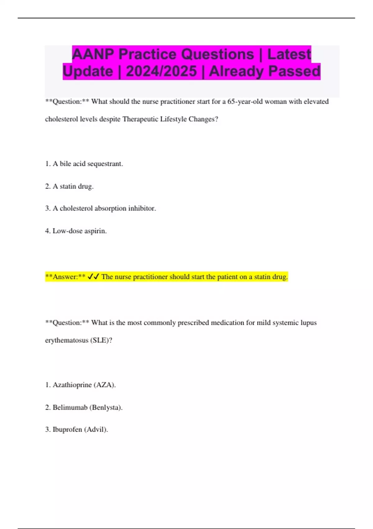 AANP Practice Questions | Latest Update | 2024/2025 | Already Passed ...