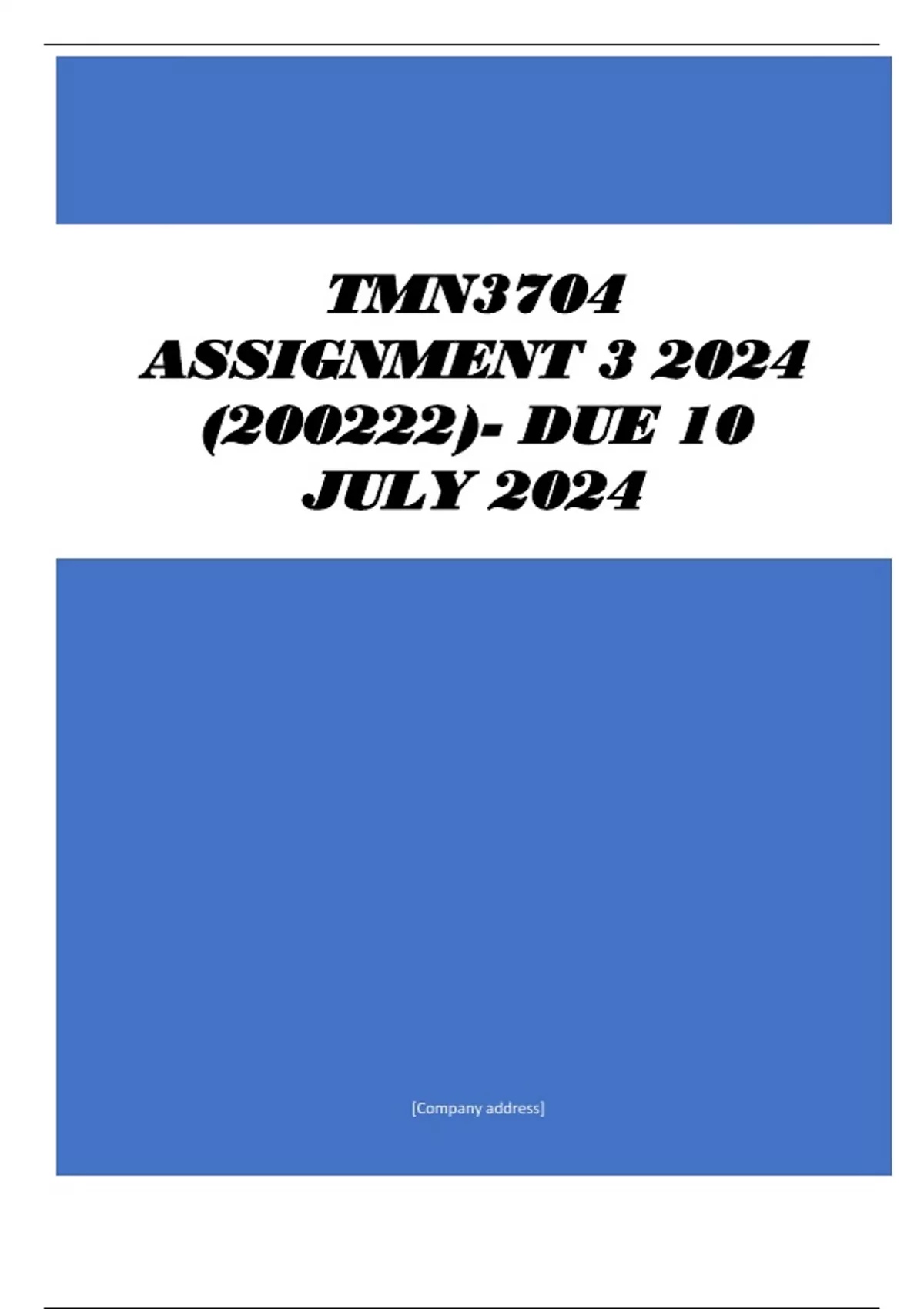 TMN3704 Assignment 3 2024 (200222)- DUE 10 July 2024 - TMN3704 (TMN3704 ...