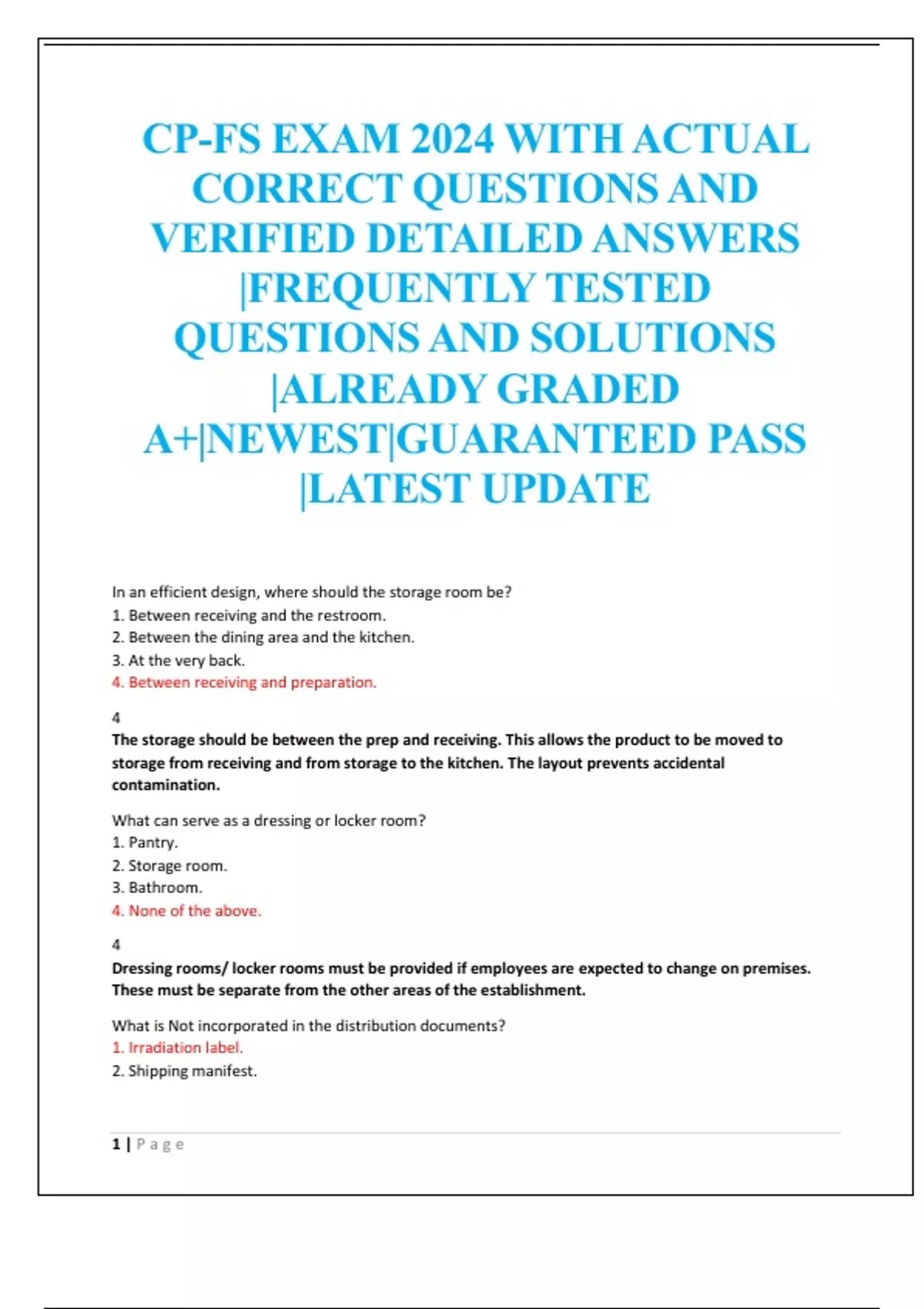 CP-FS EXAM 2024 WITH ACTUAL CORRECT QUESTIONS AND VERIFIED DETAILED ...