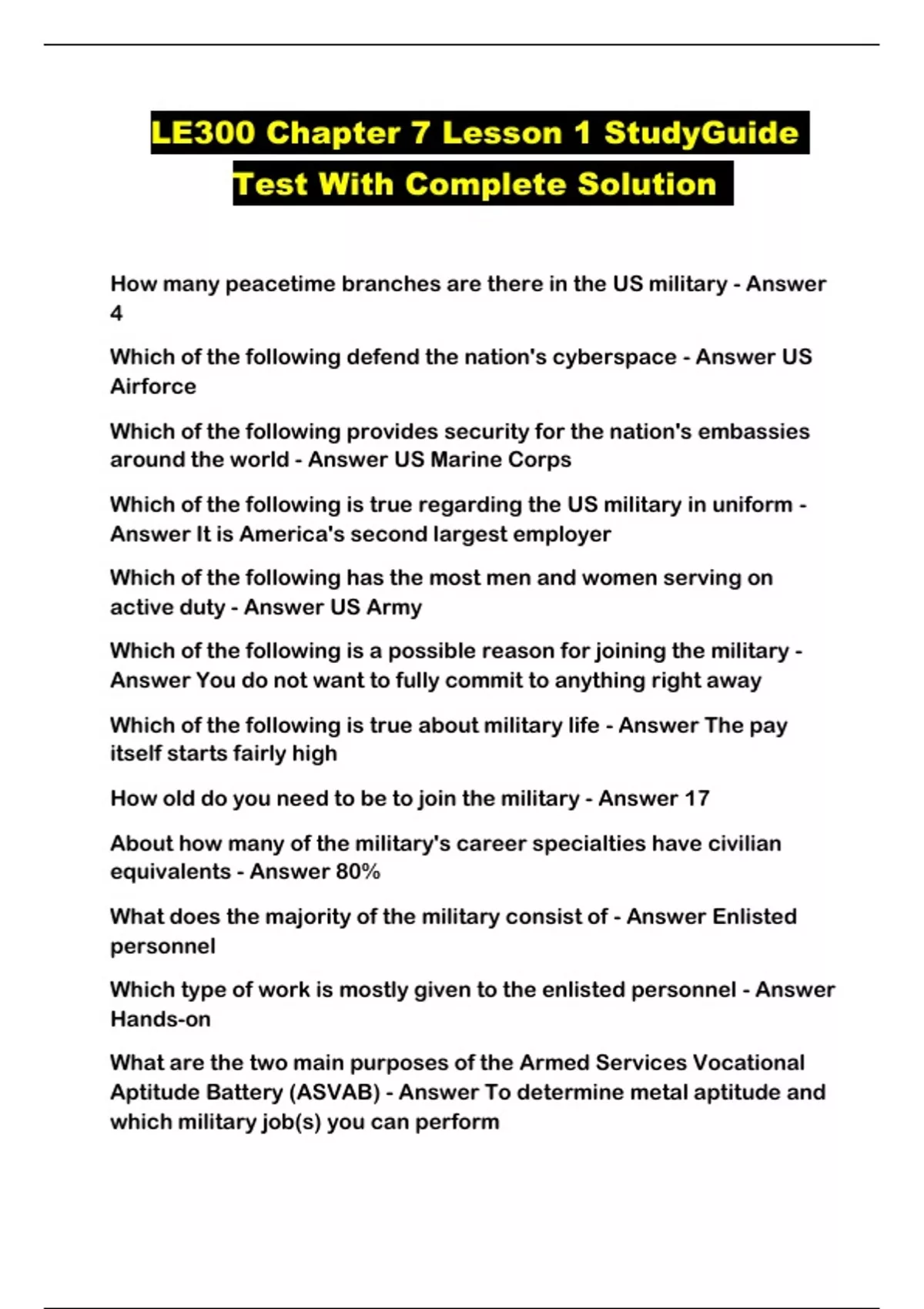 LE300 Chapter 7 Lesson 1 StudyGuide Test With Complete Solution - LE300 ...