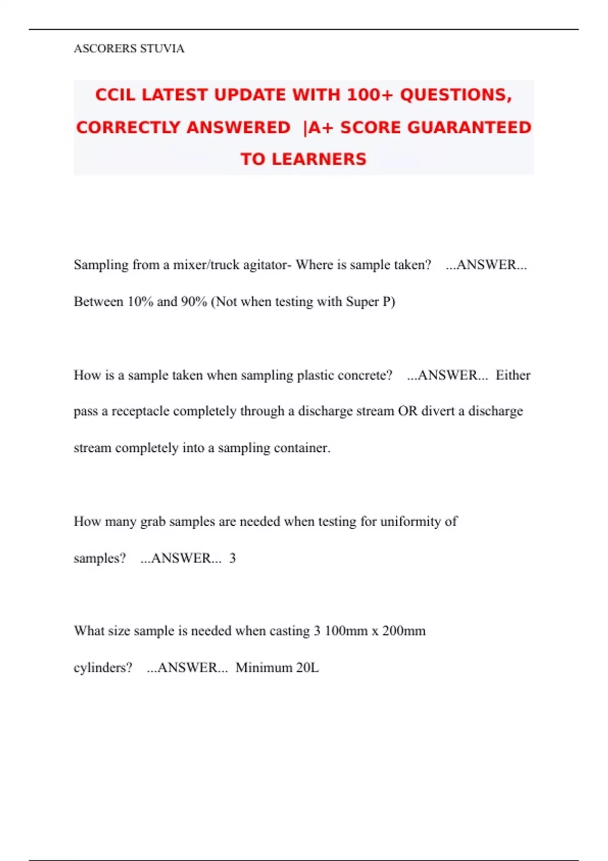 CCIL LATEST UPDATE WITH 100+ QUESTIONS, CORRECTLY ANSWERED |A+ SCORE ...