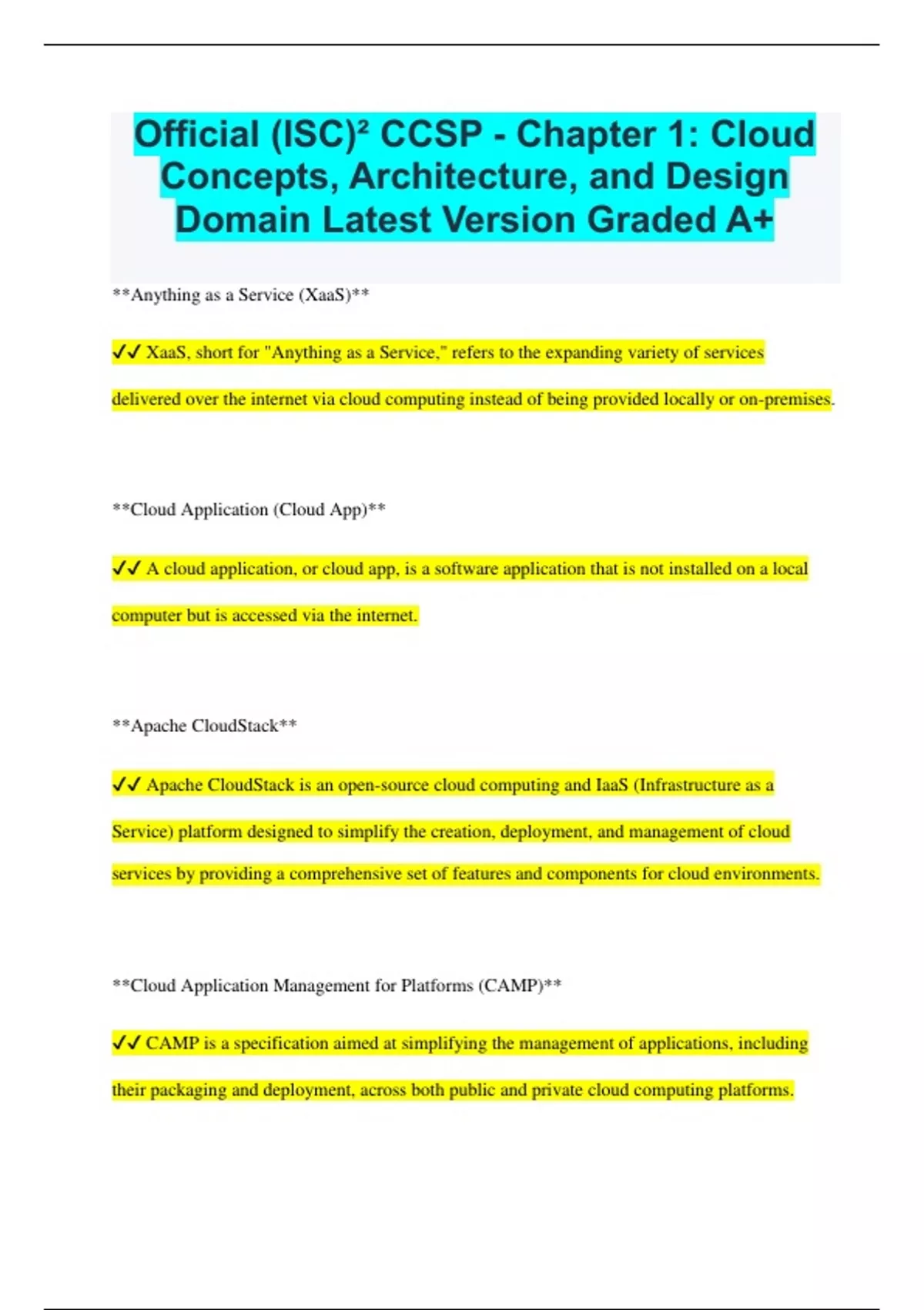 Official Isc 2 Ccsp Chapter 1 Cloud Concepts Architecture And Design Domain Latest Version