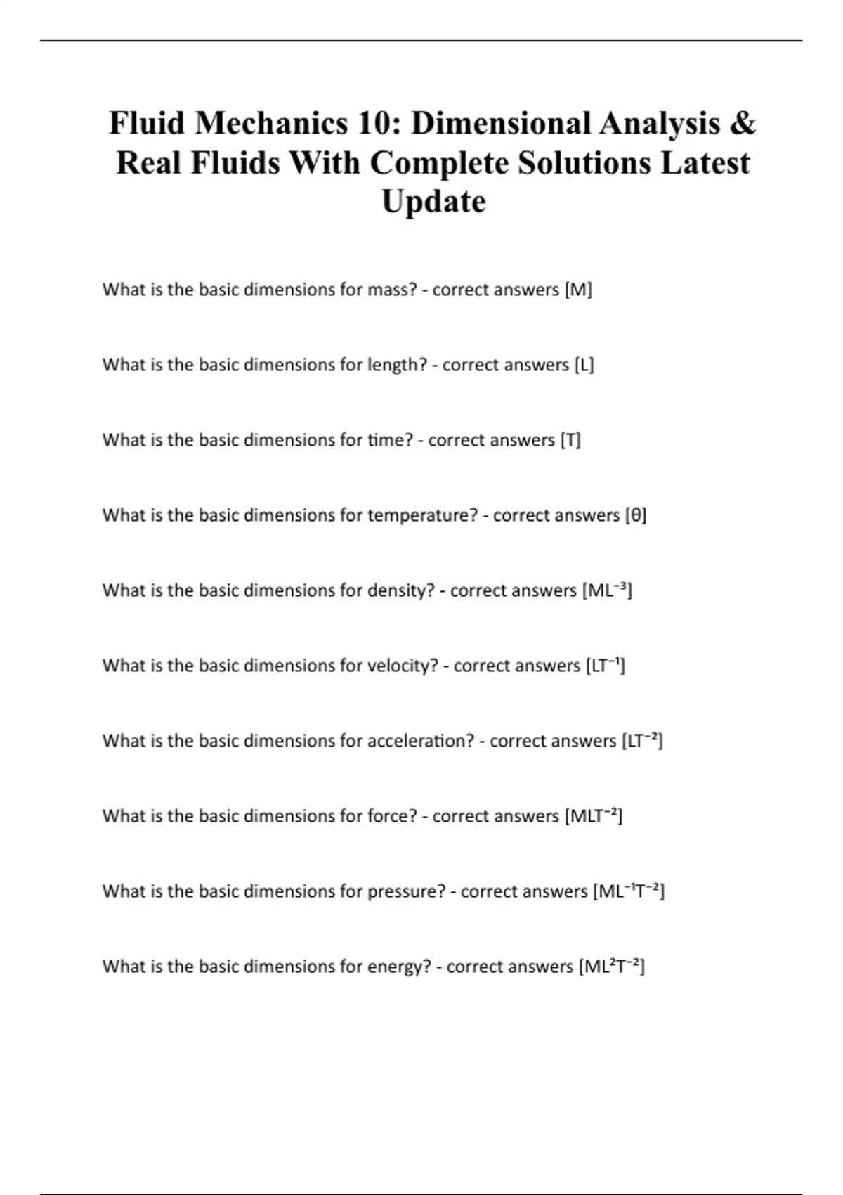 Fluid Mechanics 10 Dimensional Analysis & Real Fluids With Complete ...