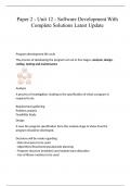 Paper 2 - Unit 12 - Software Development With Complete Solutions Latest ...