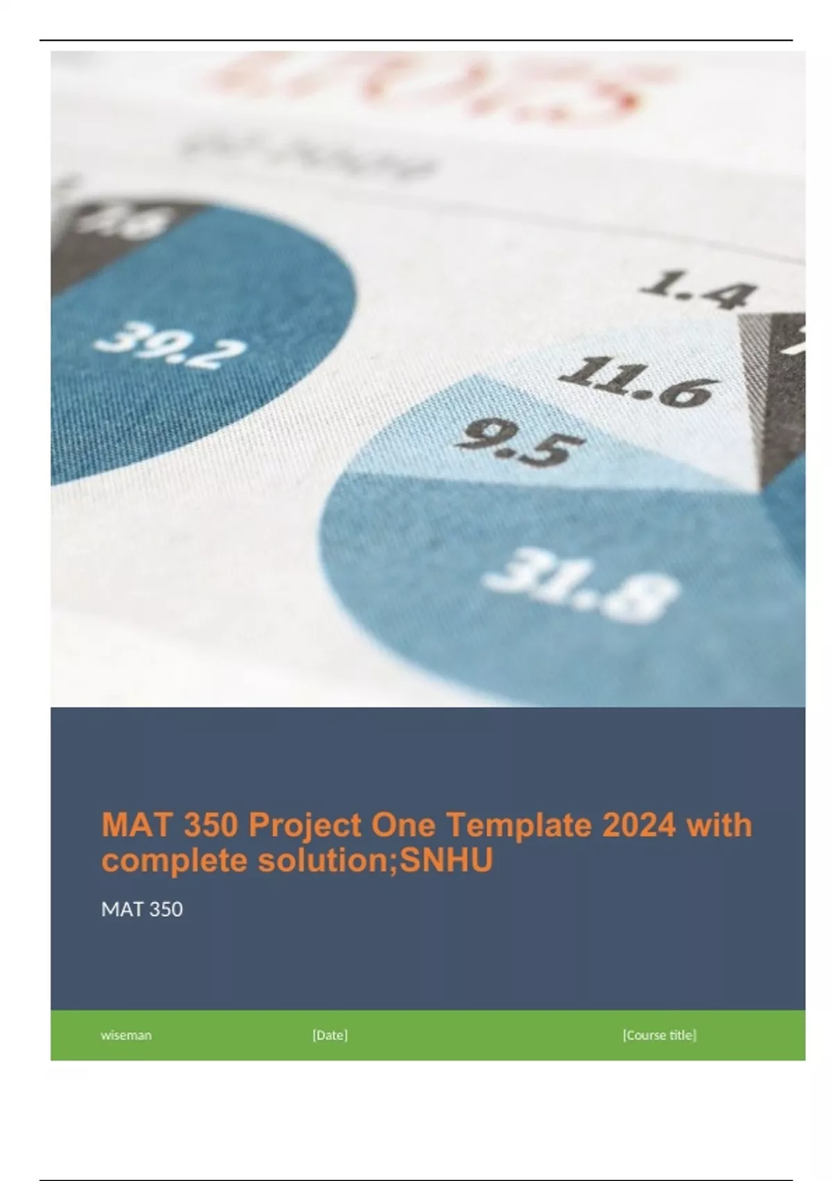 MAT 350 Project One Template 2024 with complete solution;SNHU - MAT 350 - Stuvia US