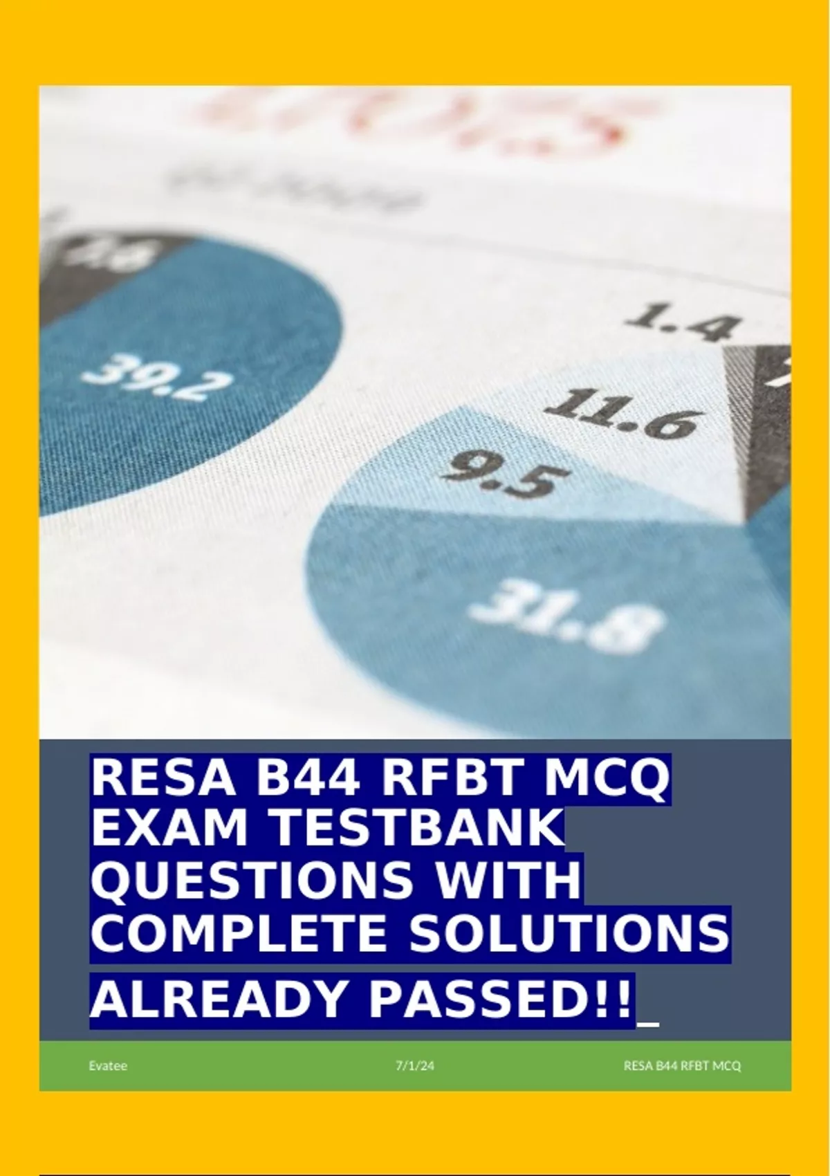 RESA B44 RFBT MCQ EXAM TESTBANK QUESTIONS WITH COMPLETE SOLUTIONS ...