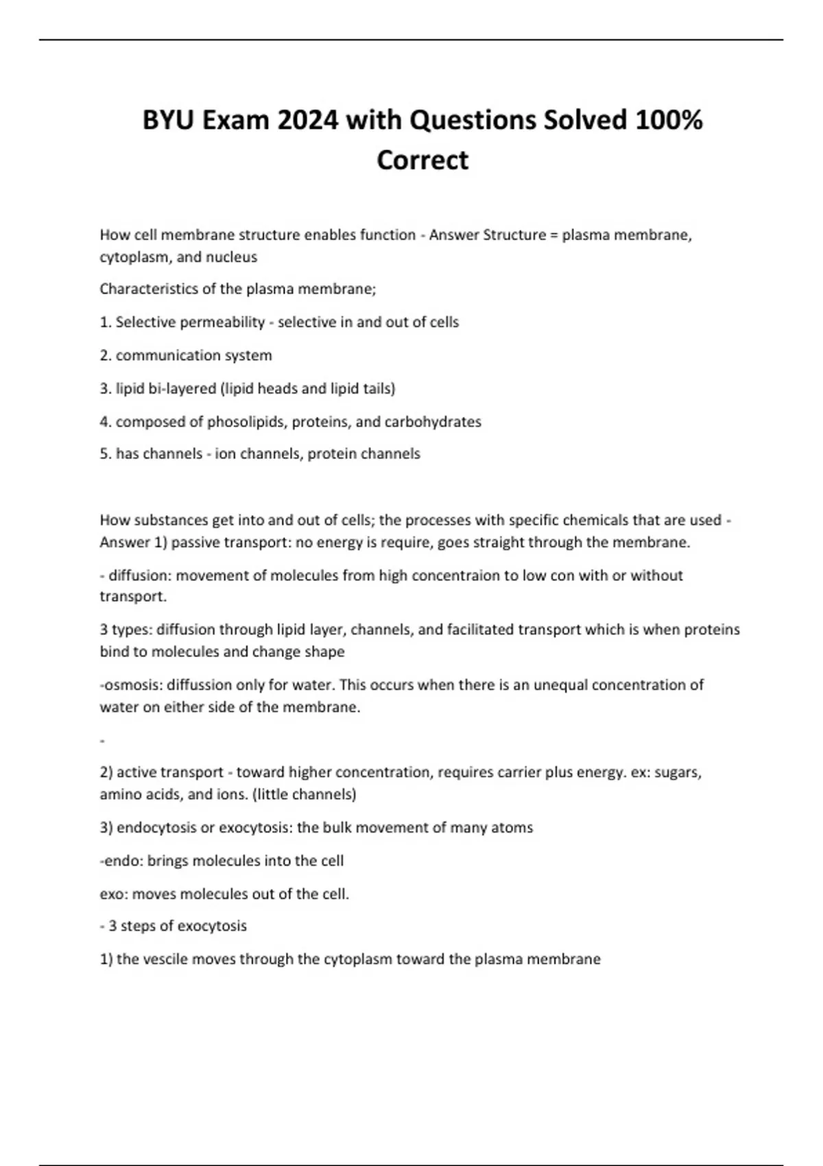 BYU Exam 2024 with Questions Solved 100% Correct - BYU - Stuvia US