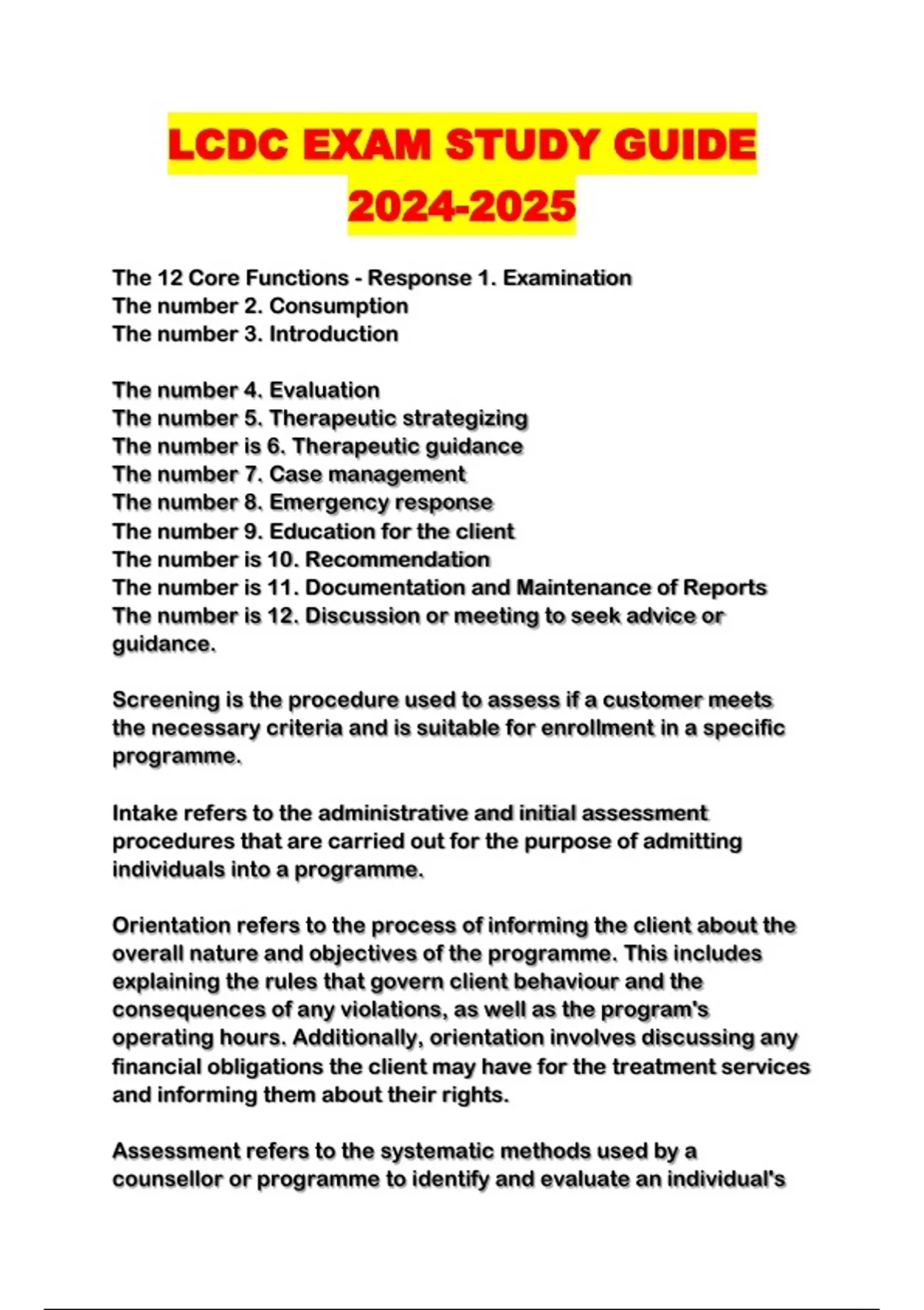 LCDC EXAM STUDY GUIDE - LCDC - Stuvia US