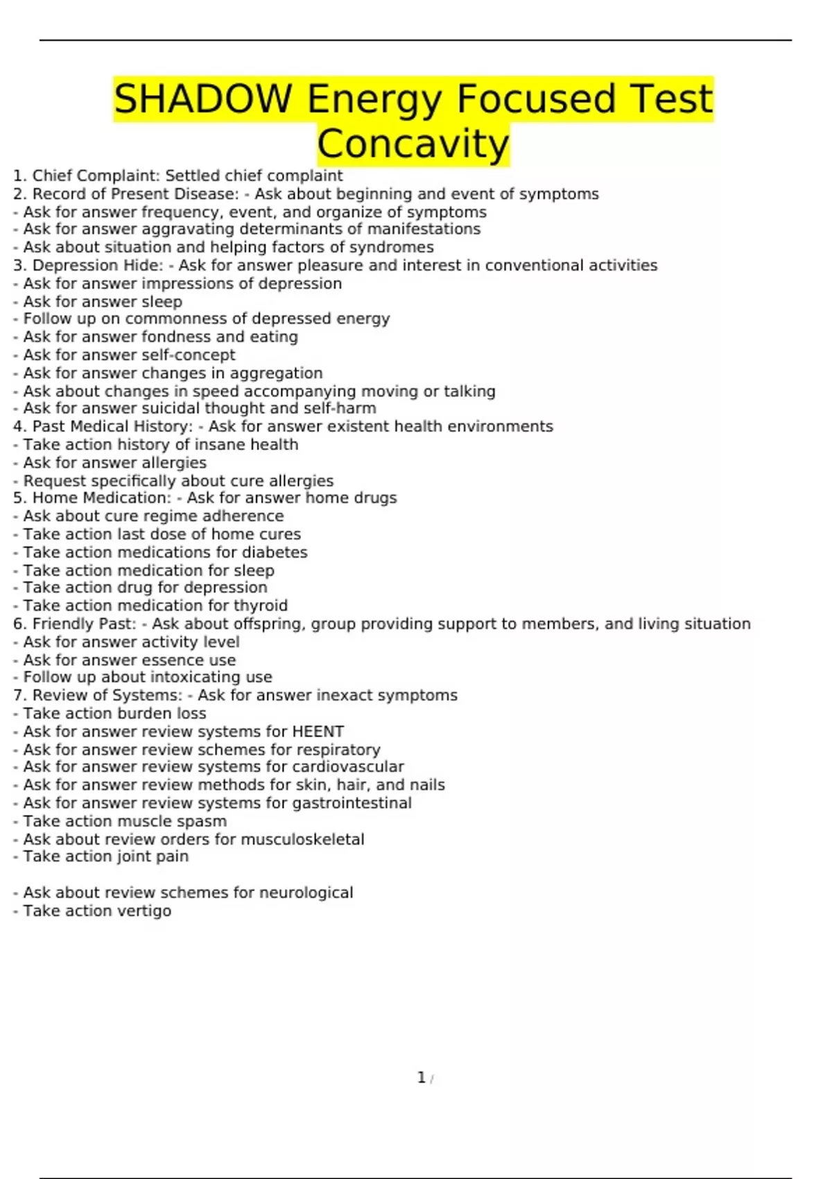 SHADOW HEALTH Focused Exam Depression Questions and Answers (2024 / ...