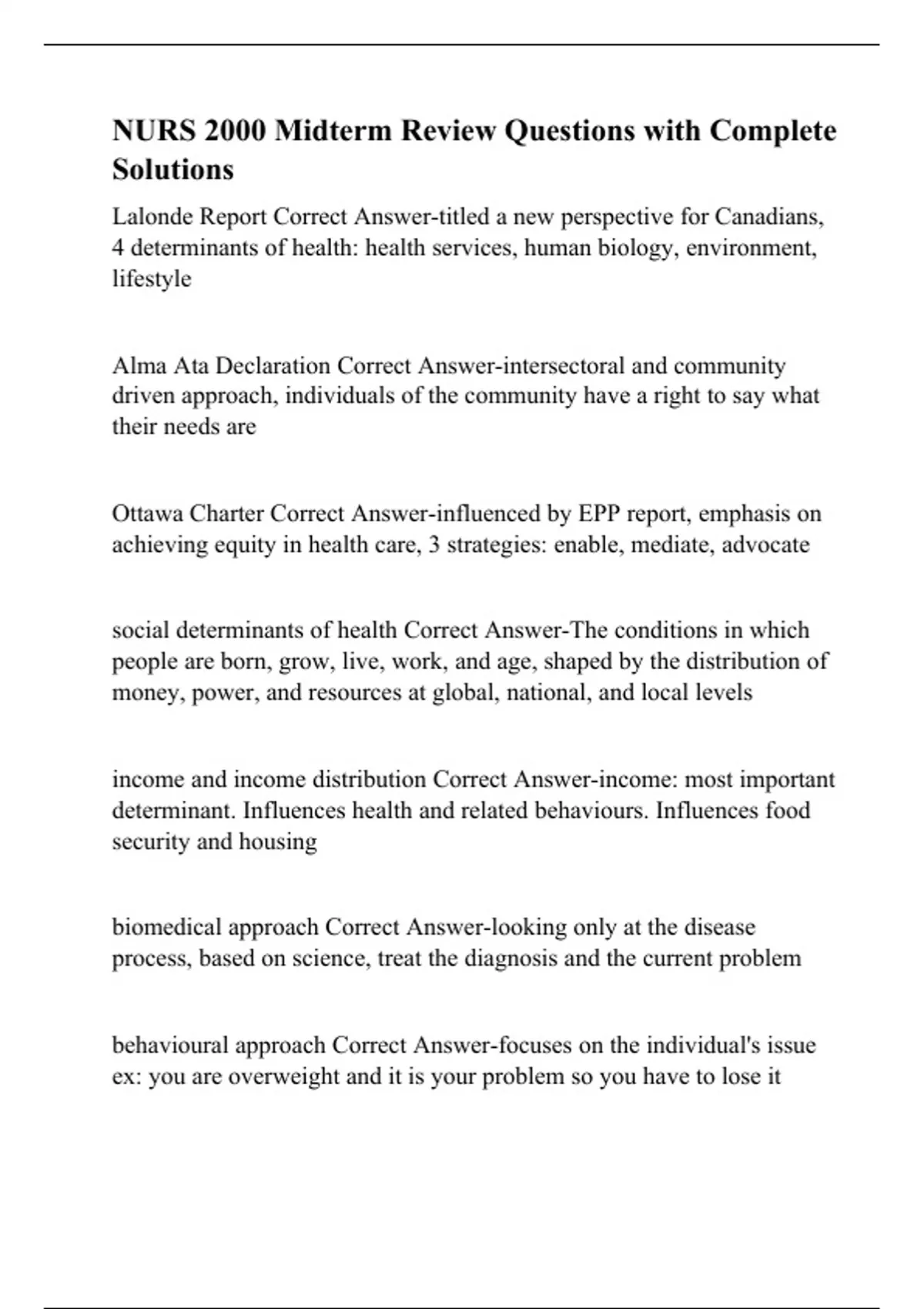 NURS 2000 Midterm Review Questions with Complete Solutions - NURS 2000 ...