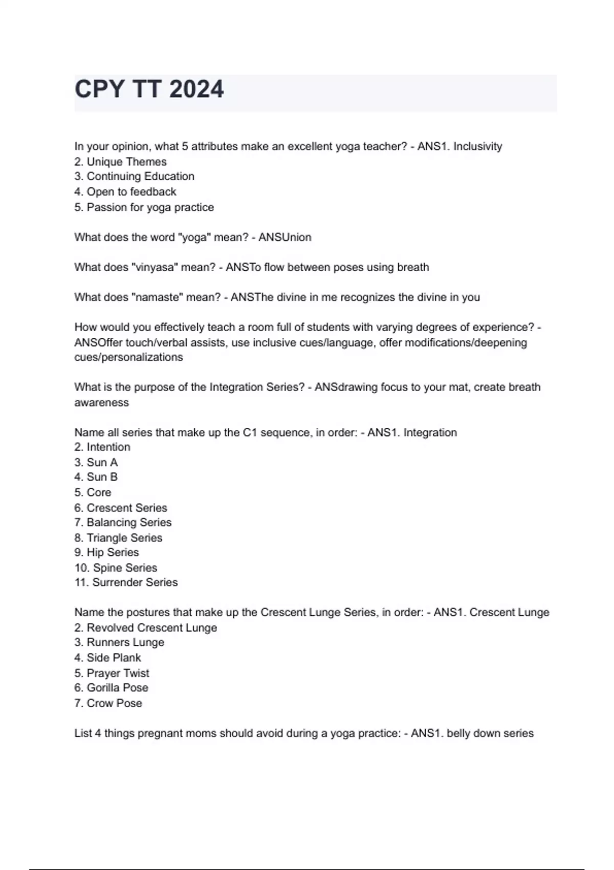 CPY TT 2024 Questions and Answers A+ score assured 2024/2025 ...