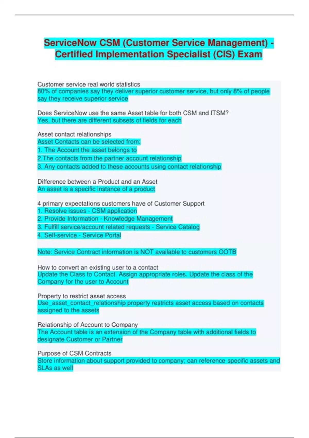 ServiceNow CSM (Customer Service Management) - Certified Implementation ...