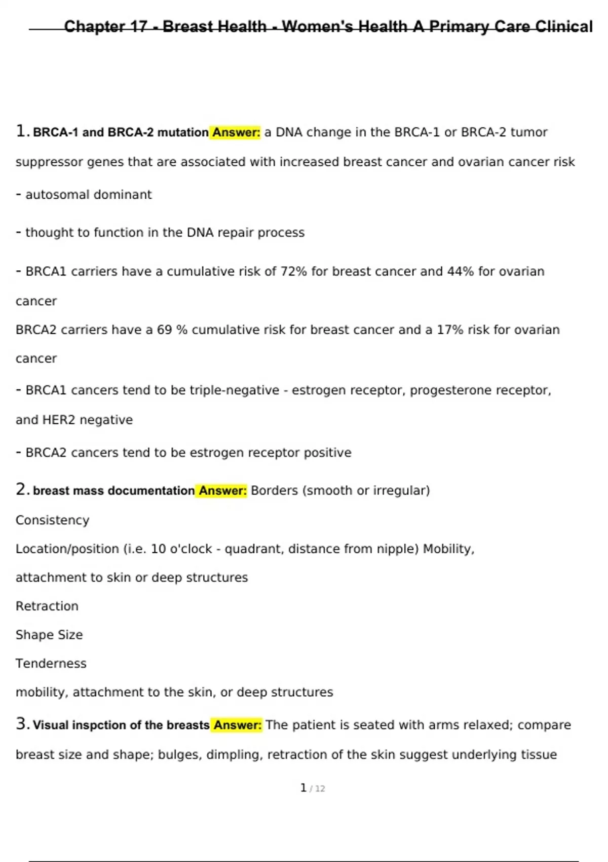 Chapter 17 - Breast Health - Women's Health A Primary Care Clinical ...