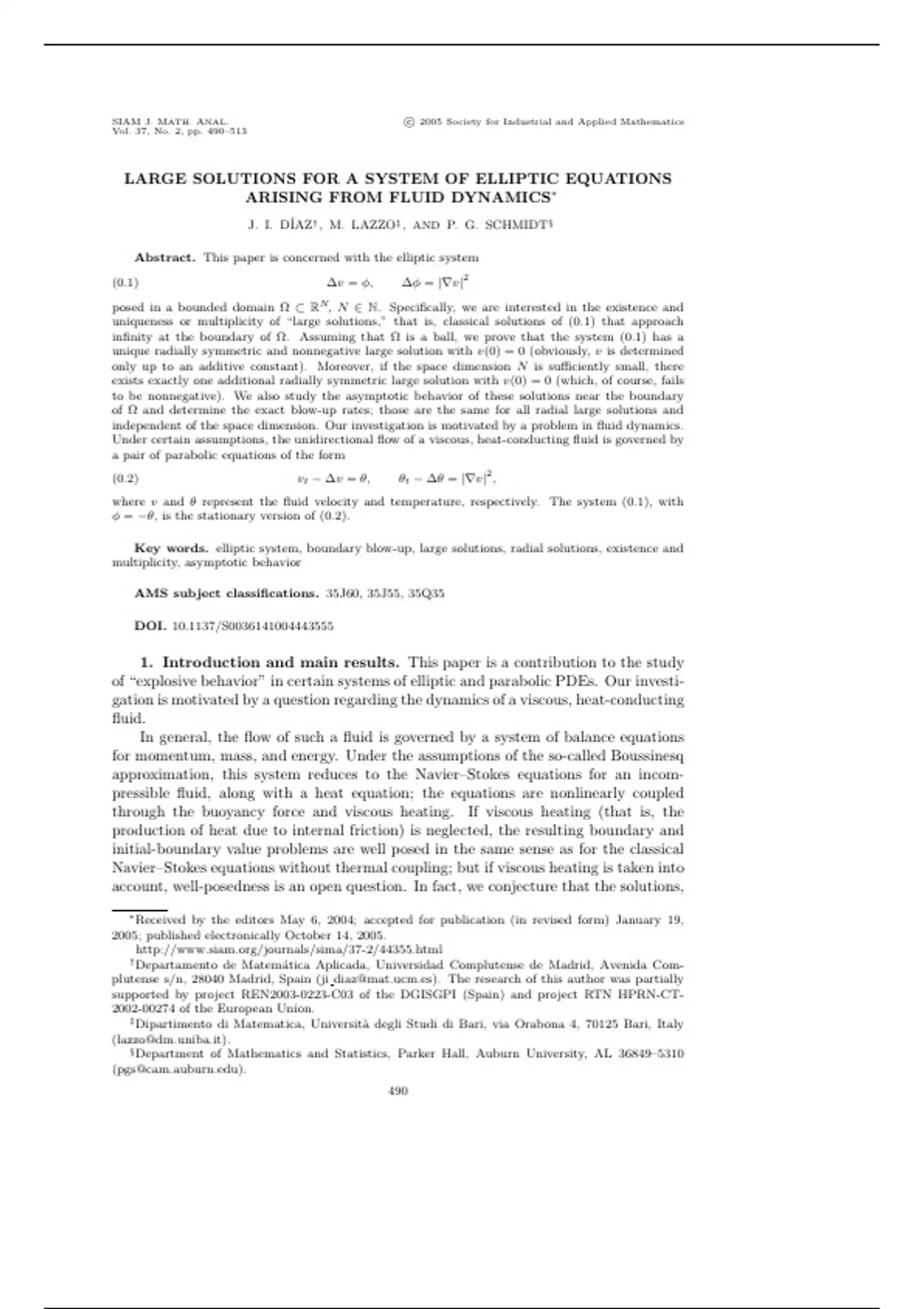 Large Solutions For A System Of Elliptic Equations Arising From Fluid Dynamics Advance Nursing