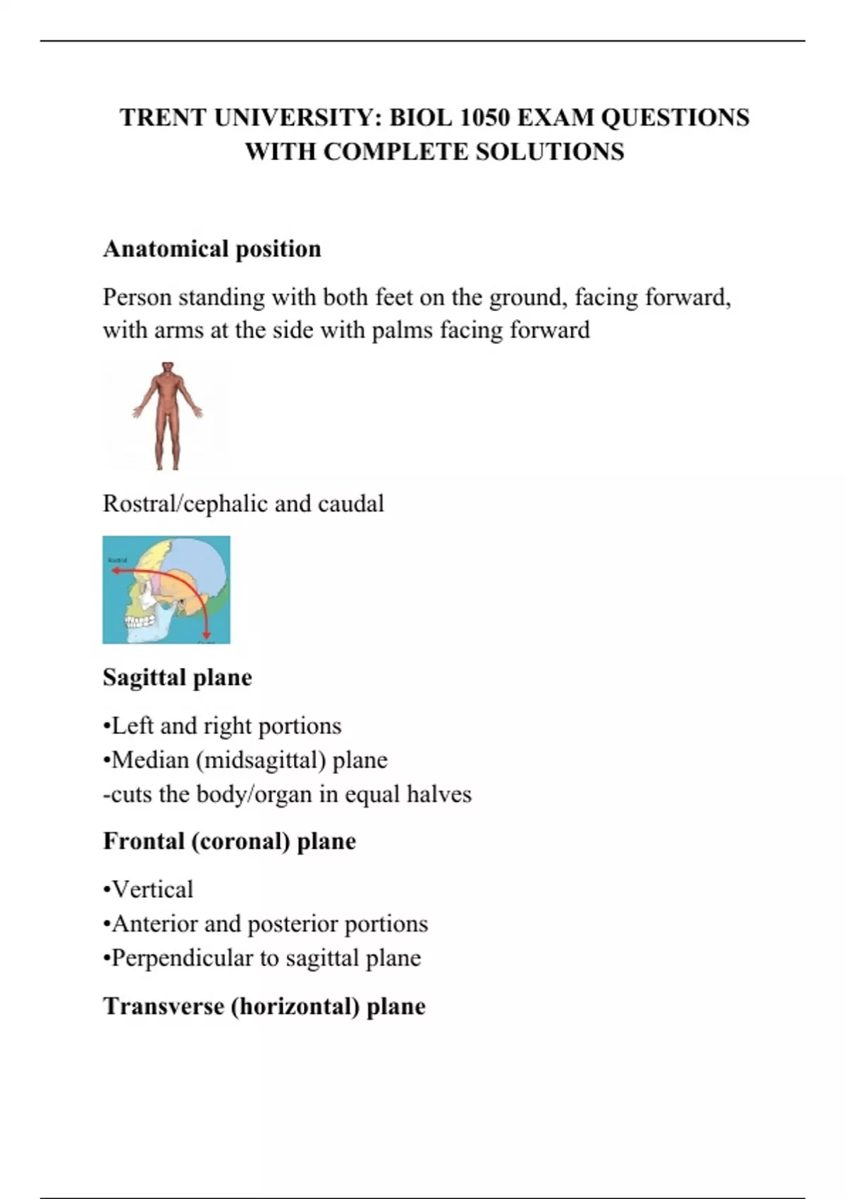 TRENT UNIVERSITY: BIOL 1050 EXAM QUESTIONS WITH COMPLETE SOLUTIONS ...