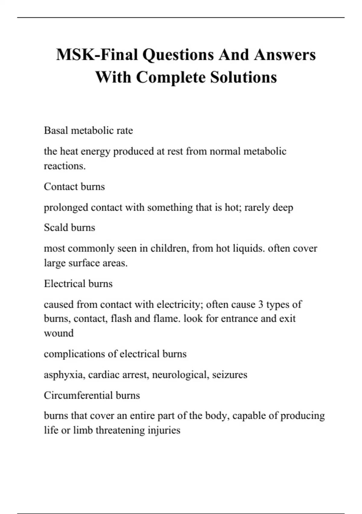 MSK-Final Questions And Answers With Complete Solutions - MSK - Stuvia US