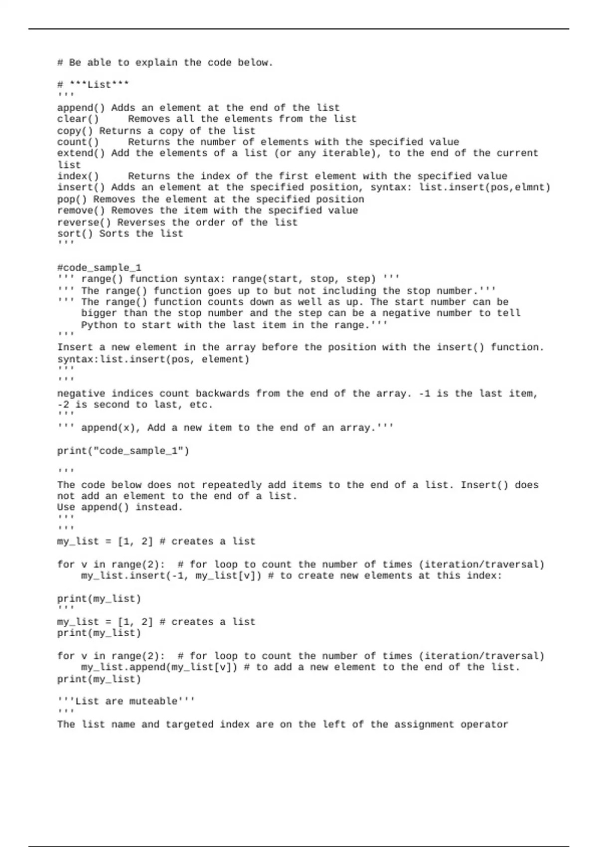 Basic Python Notes - Stuvia US