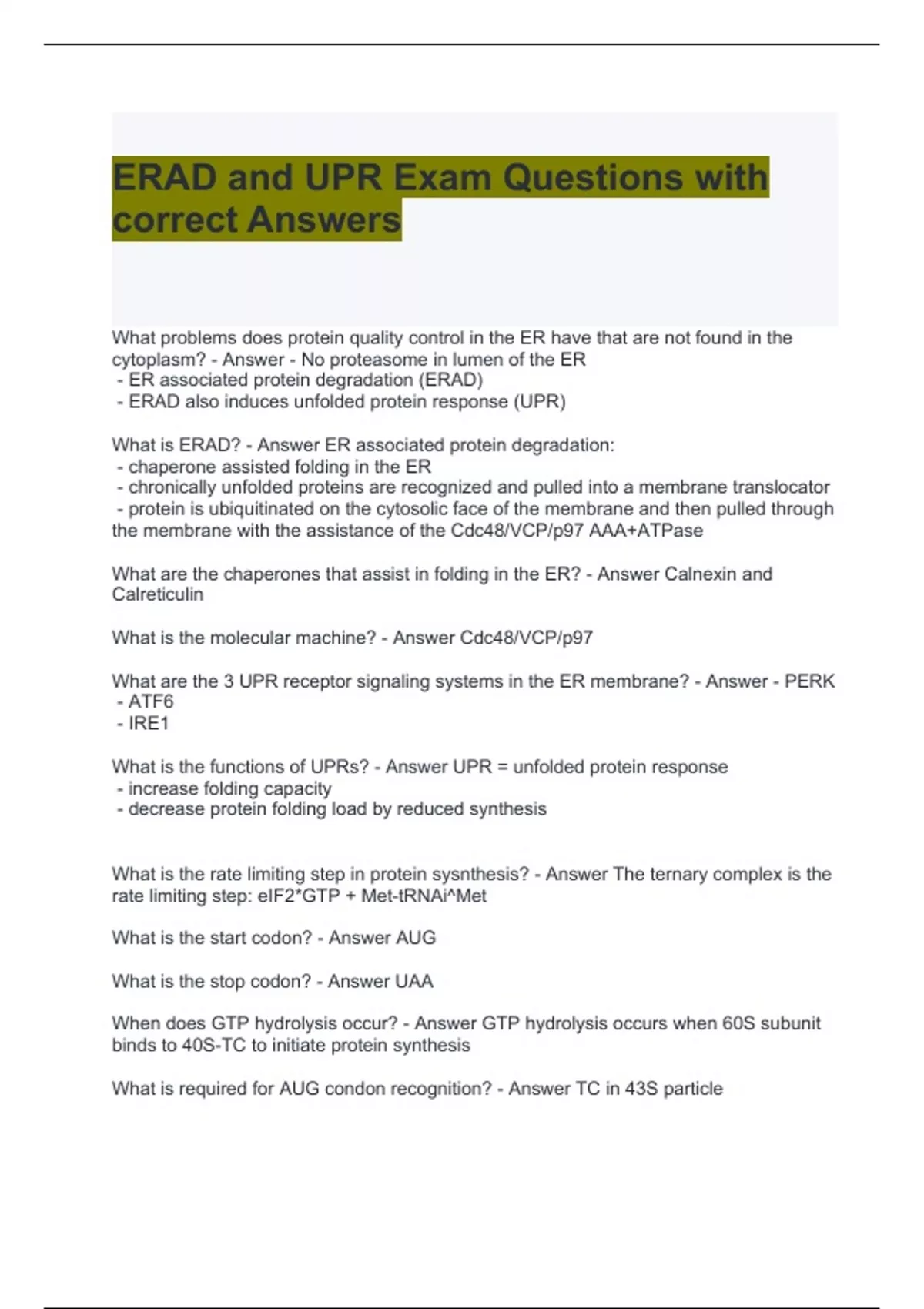 ERAD and UPR Exam Questions with correct Answers - ERAD and UPR - Stuvia US