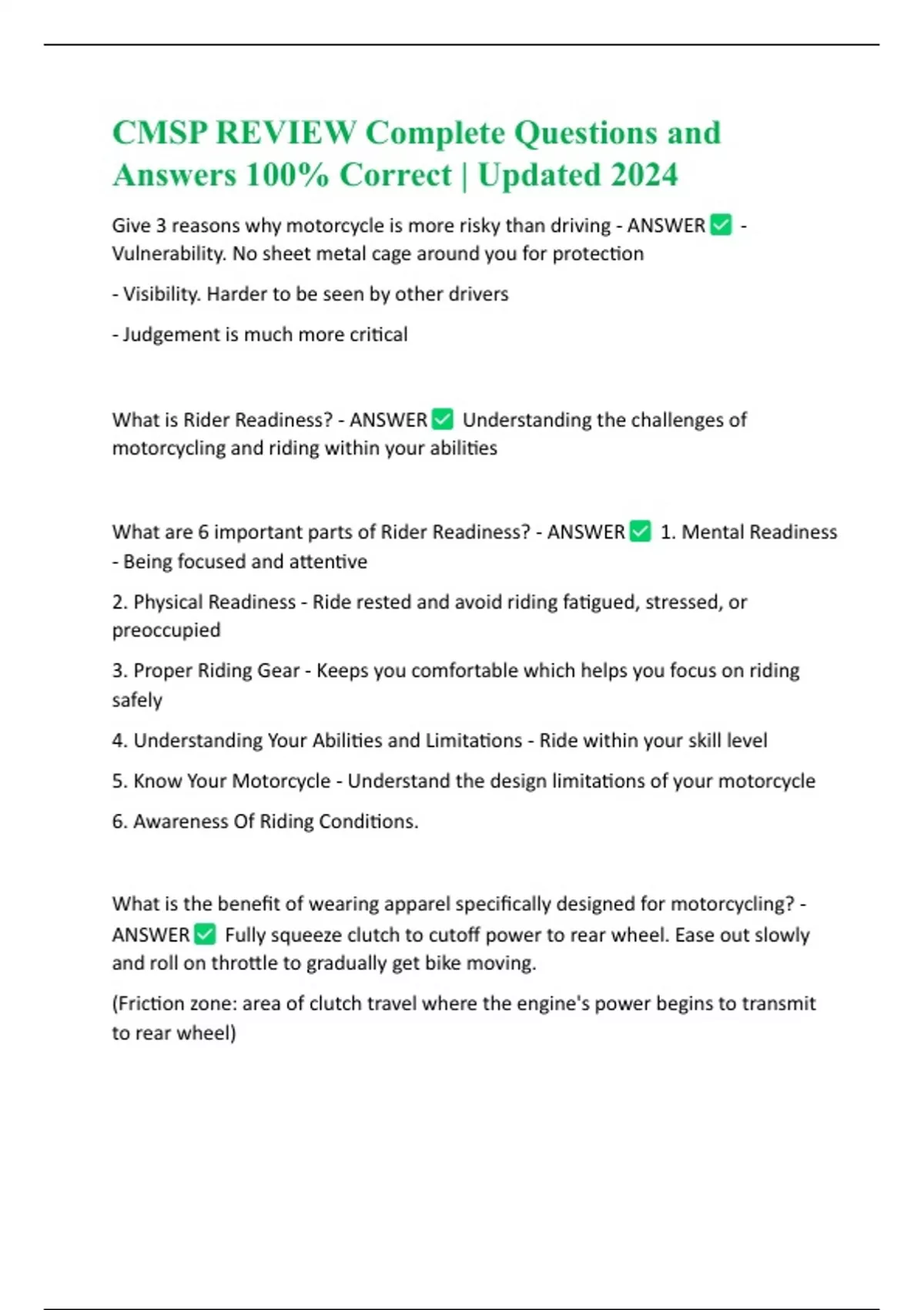 CMSP REVIEW Complete Questions and Answers 100% Correct | Updated 2024 - CMSP - Certified ...