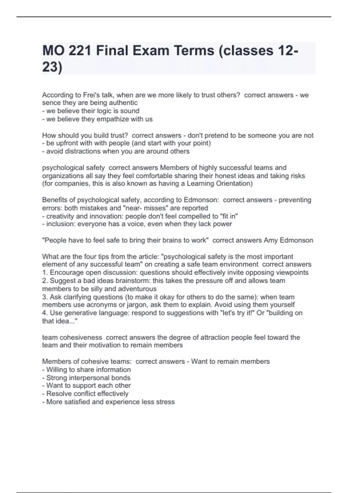 MO 221 Final Exam with 100% correct answers 2024 - MO 221 - Stuvia US