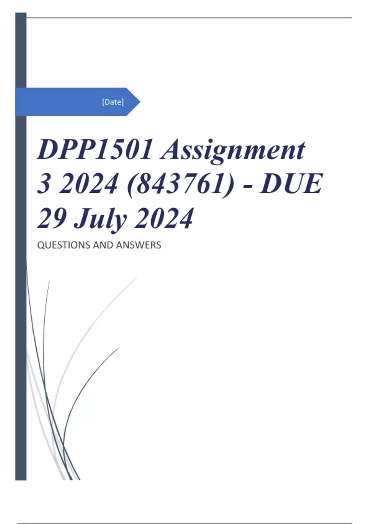 DPP1501 Assignment 3 2024 (843761) - DUE 29 July 2024 - DPP1501 (DPP1501) - Stuvia SA