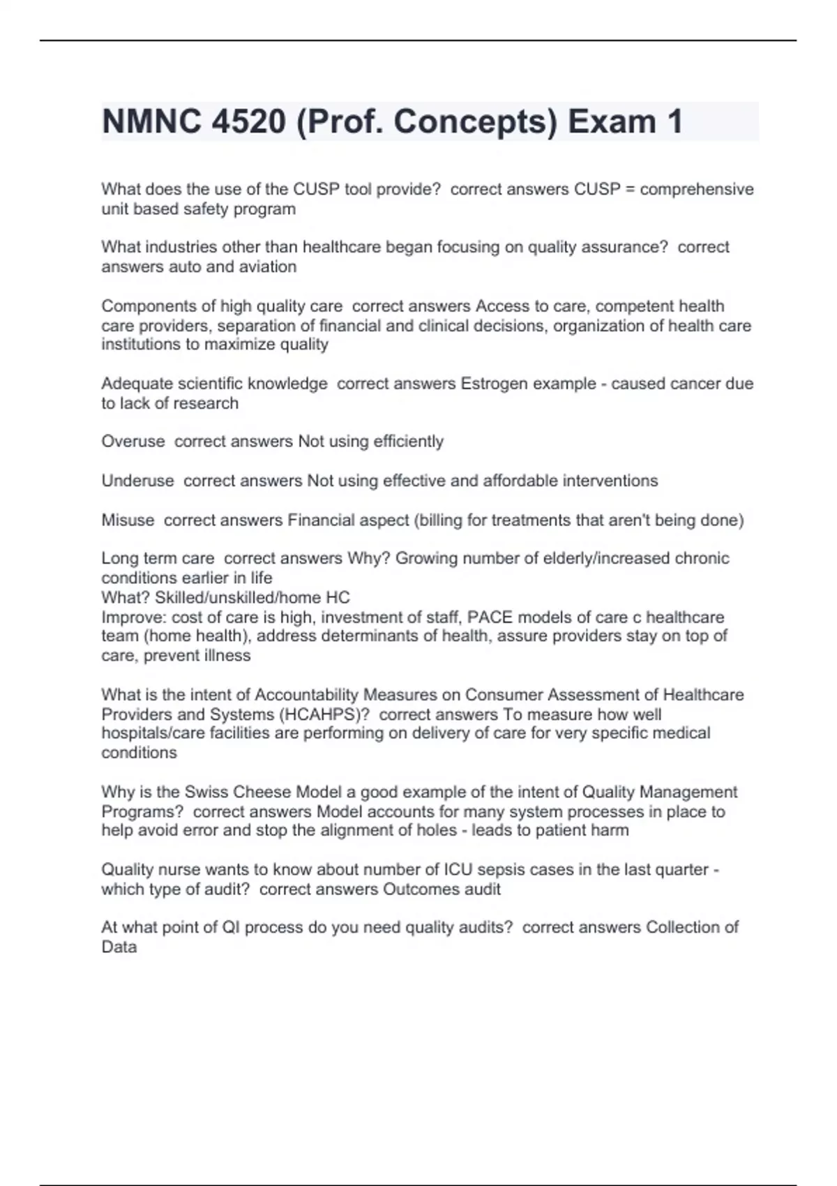 NMNC 4520 (Prof. Concepts) Exam with correct answers 2024 - NMNC 45 ...