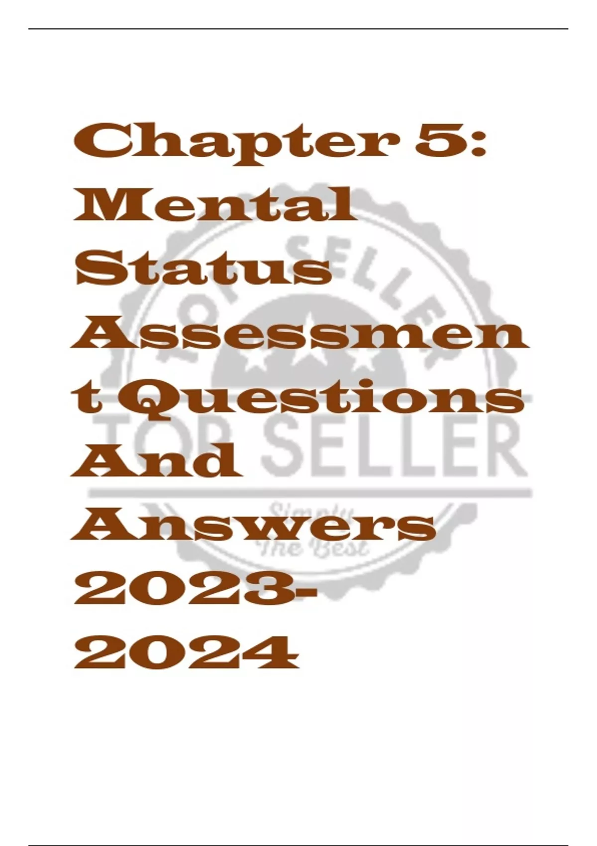 Chapter 5: Mental Status Assessmen t Questions And Answers - Chapter 5 ...