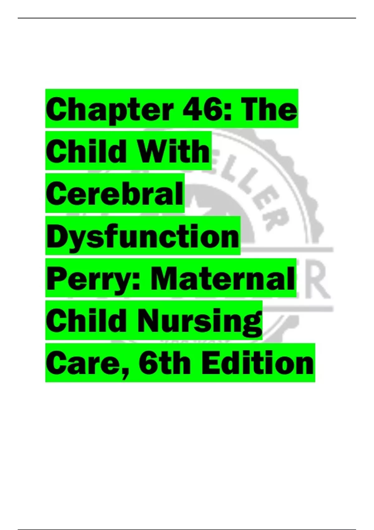 Chapter 46: The Child With Cerebral Dysfunction Perry: Maternal Child ...