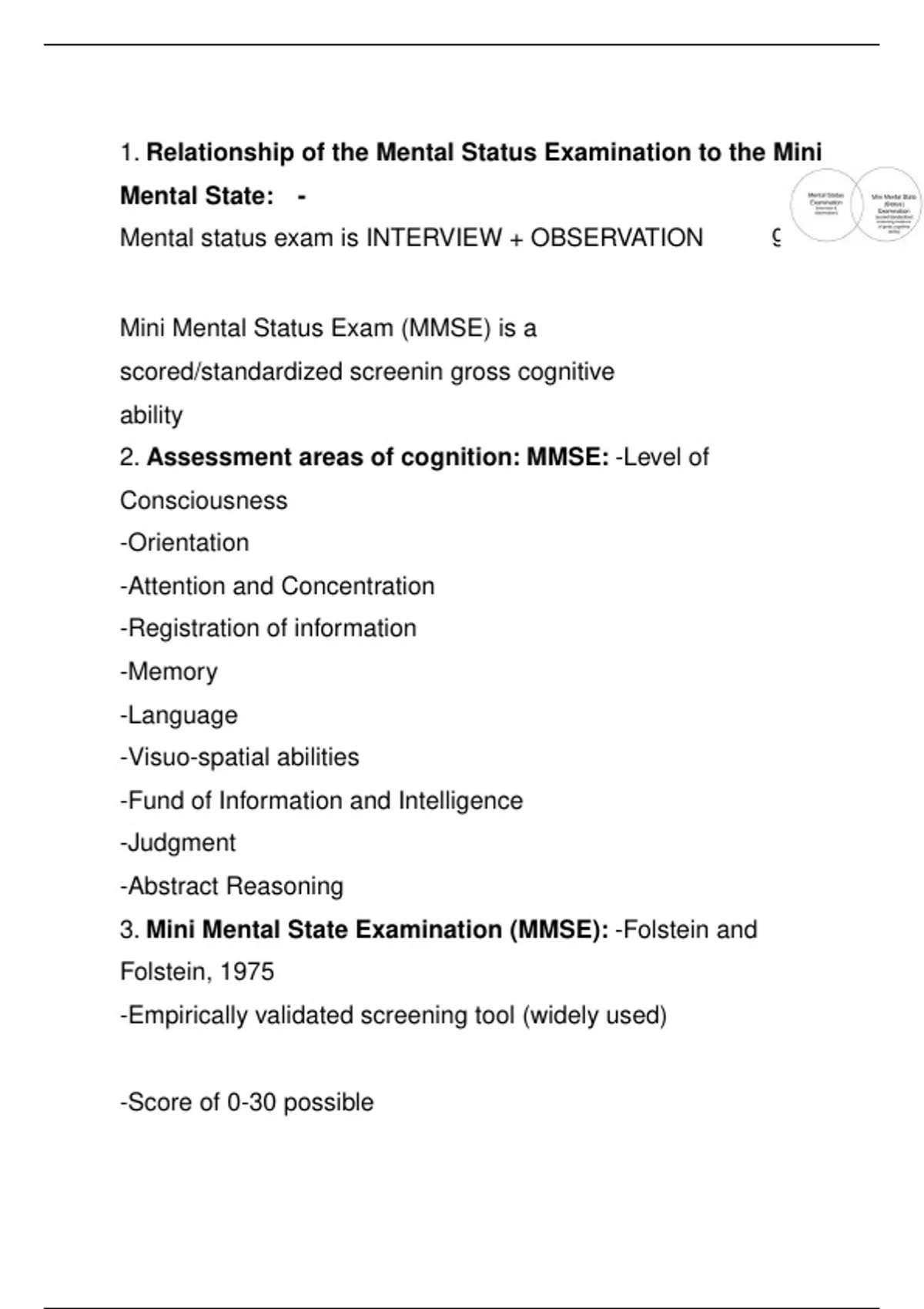 The Mini Mental State Examination and The MoCA 2024 - Mmse - Stuvia US
