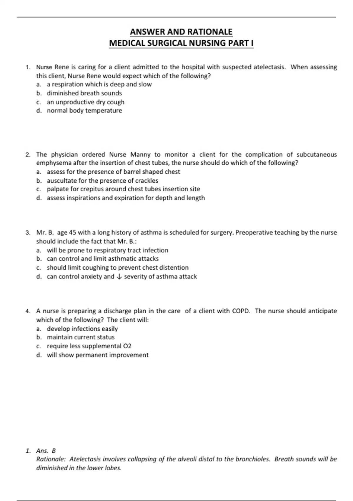 MEDICAL-SURGICAL NURSING PART 1 Questions and Answers Grade Level 2023 ...