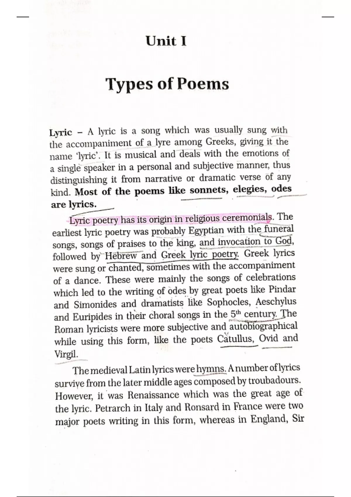 Summary Book name - British poetry unit- I 'types of poem' - ENGLISH ...