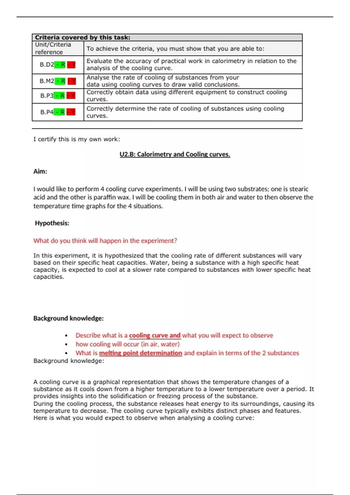 Btec Applied Science Unit 2 Assignment B Distinction Unit 2 Practical Scientific Procedures