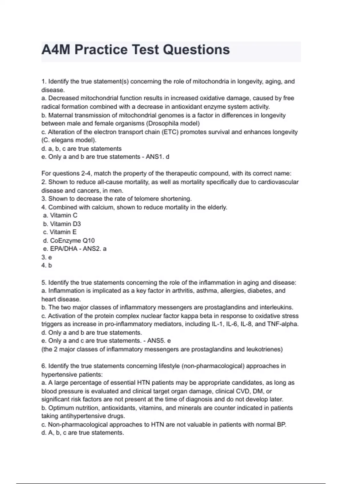 A4M EXAM QUIZBANK 2024/2025 QUESTIONS WITH COMPLETE SOLUTIONS!! (ALL ...