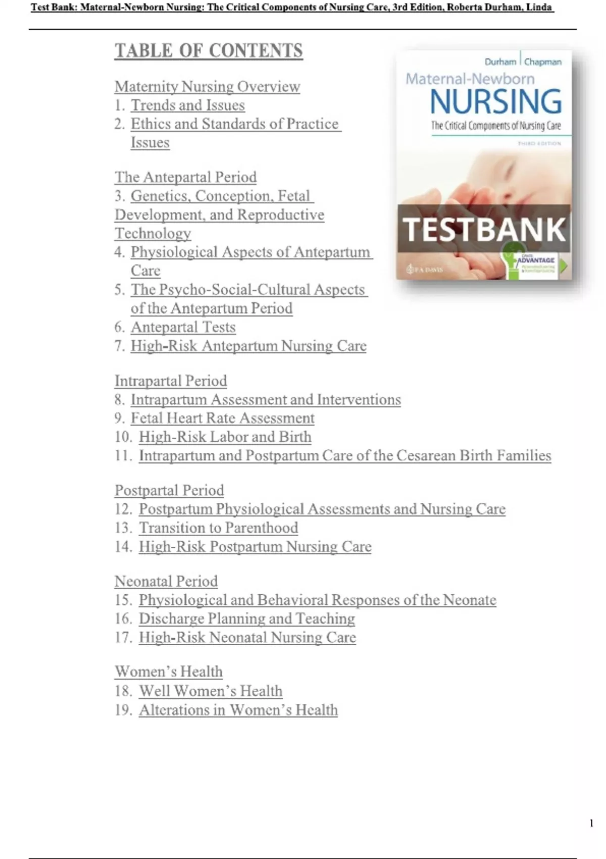 Maternal-Newborn Nursing: The Critical Components of Nursing Care, 3rd ...