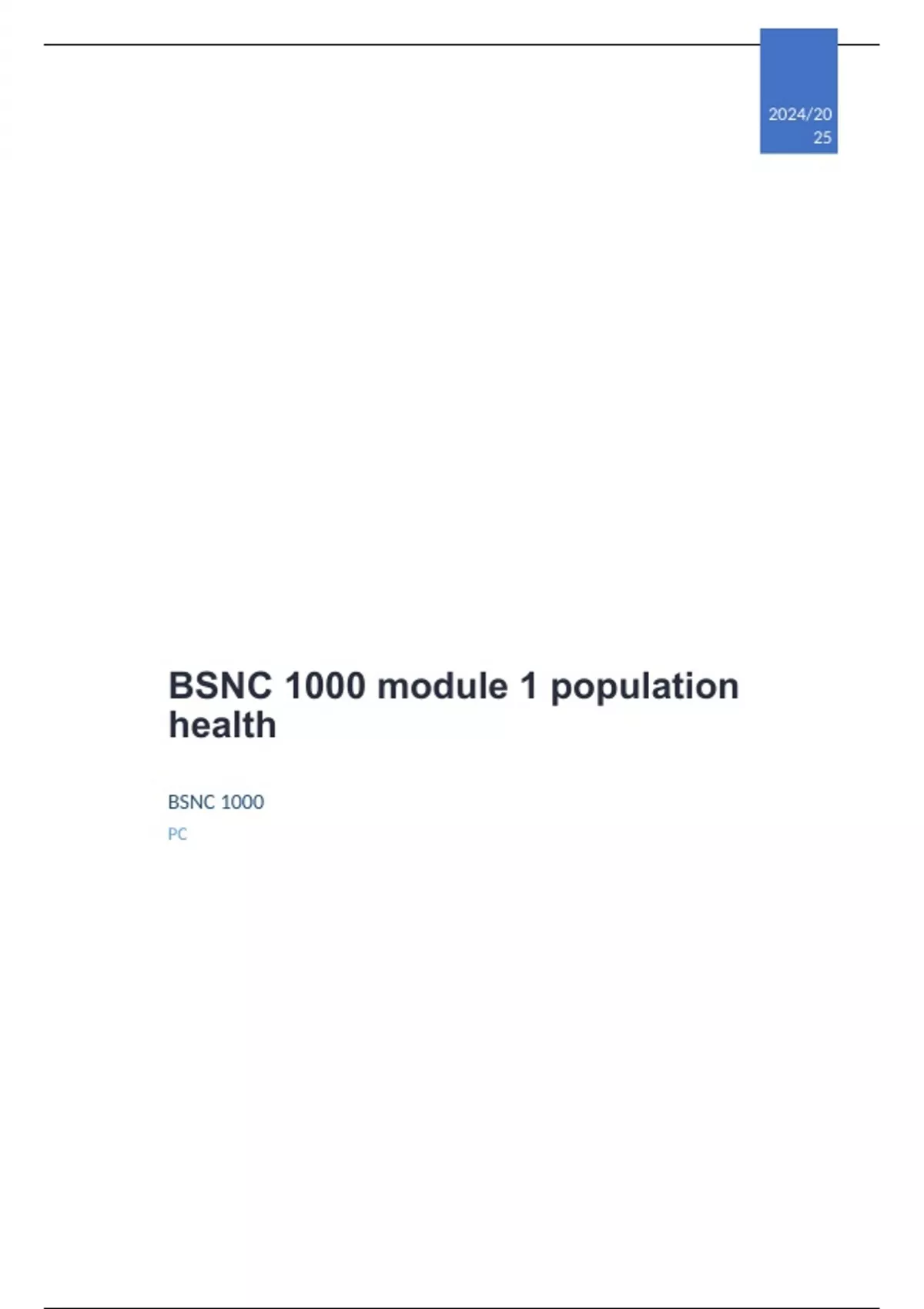 BSNC 1000 module 1 population health verified/passed - BSNC 1000 ...