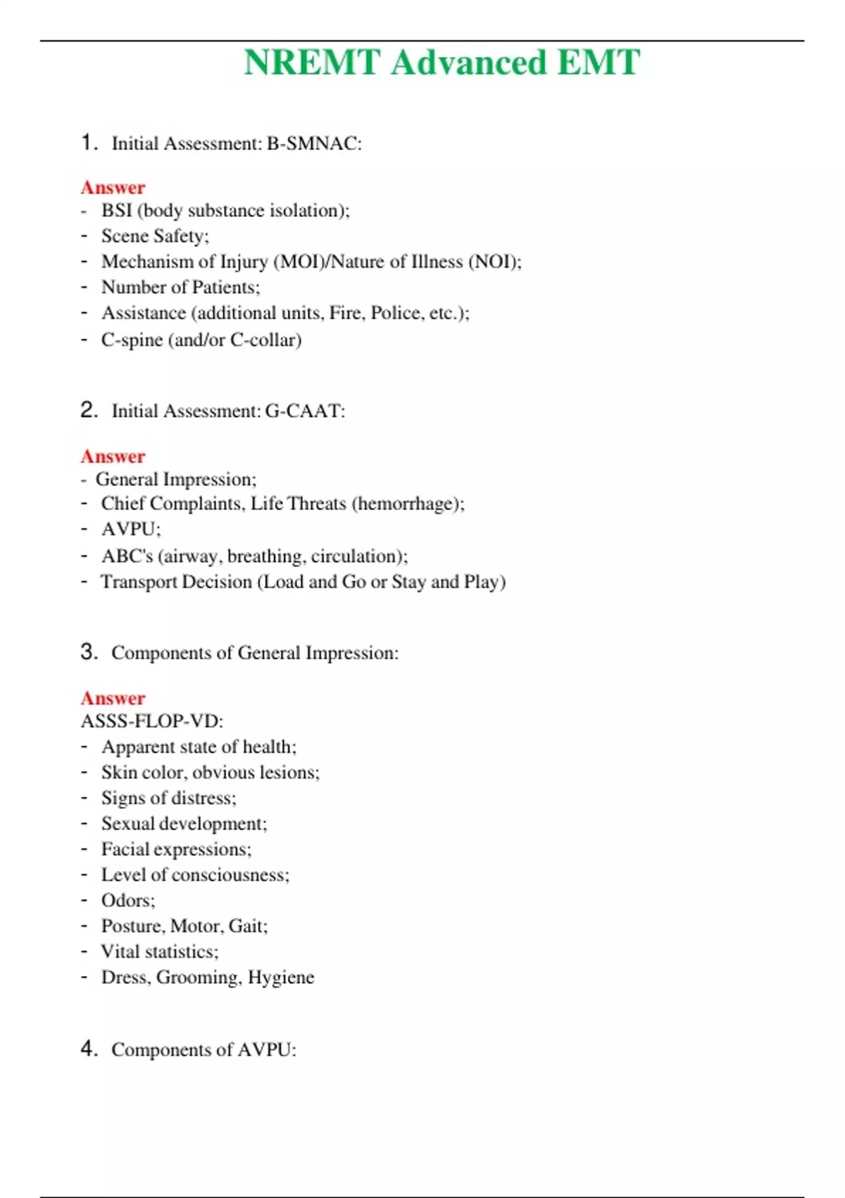 NREMT Advanced EMT (Latest 2024) Questions With Complete Grade A+ ...